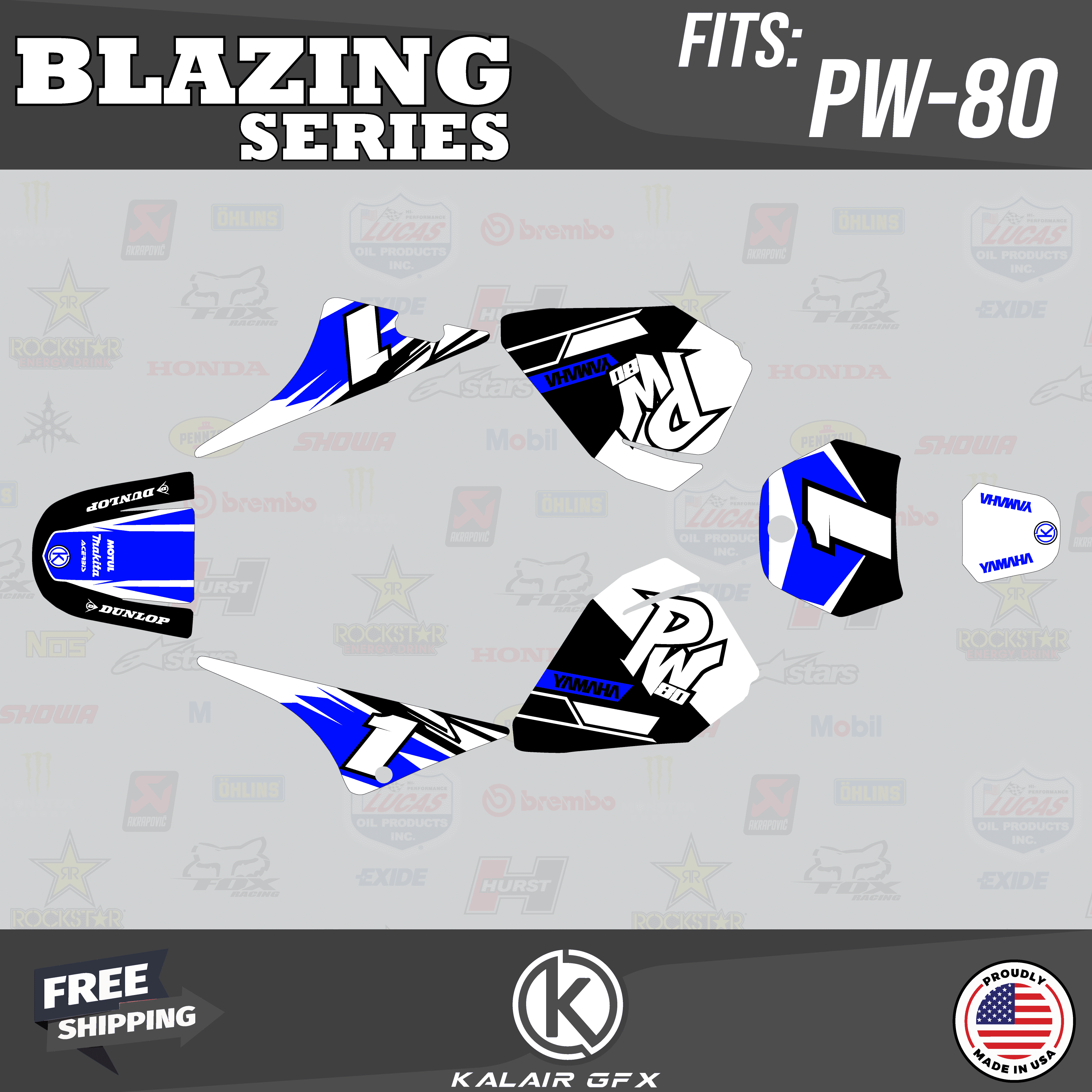 Kalair GFX Graphics Kit for Yamaha PW80 (1990-2008) Blazing Series ...