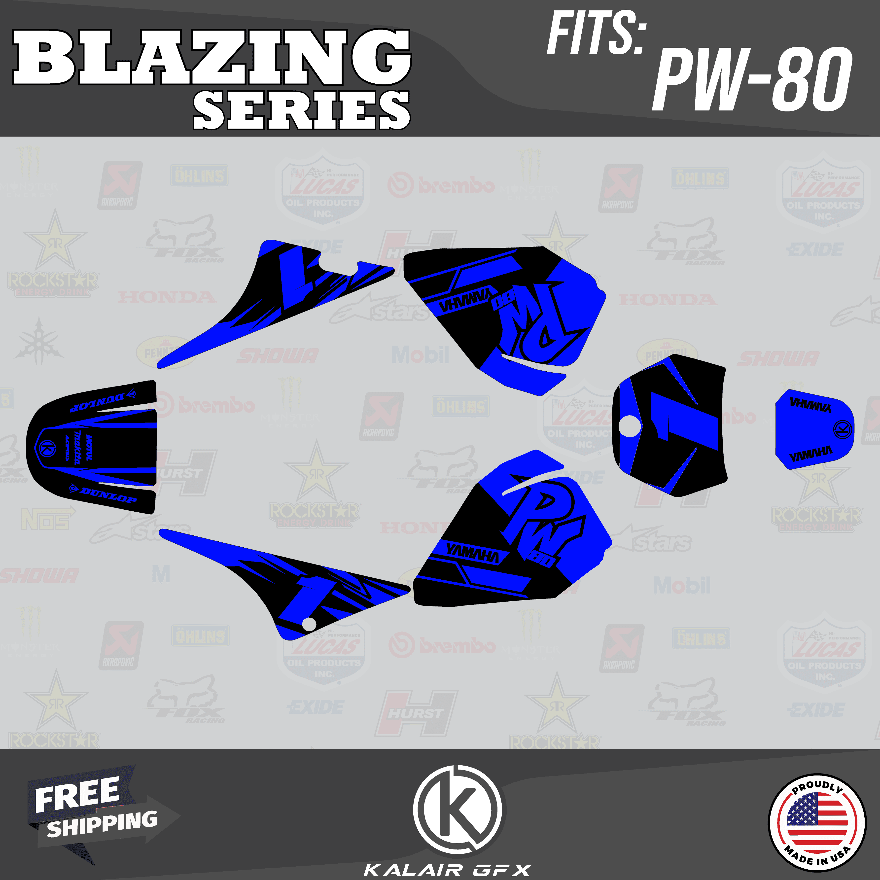Kalair GFX Graphics Kit for Yamaha PW80 (1990-2008) Blazing Series ...