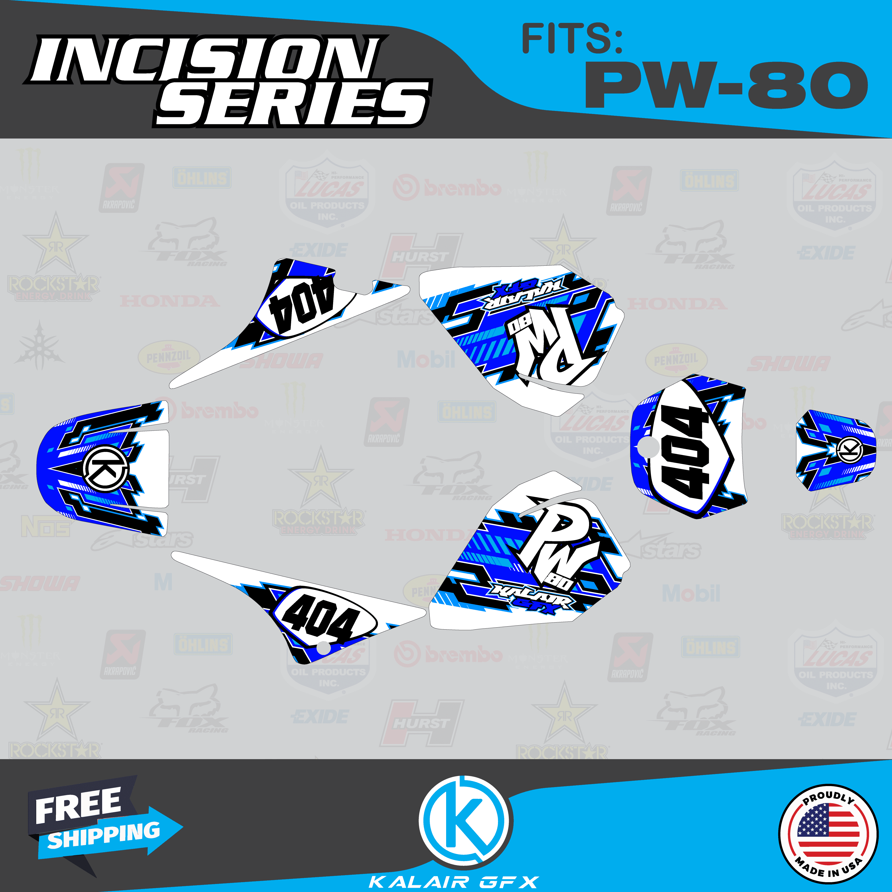 Kalair GFX Graphics Kit for Yamaha PW80 (1990-2008) Incision Series ...