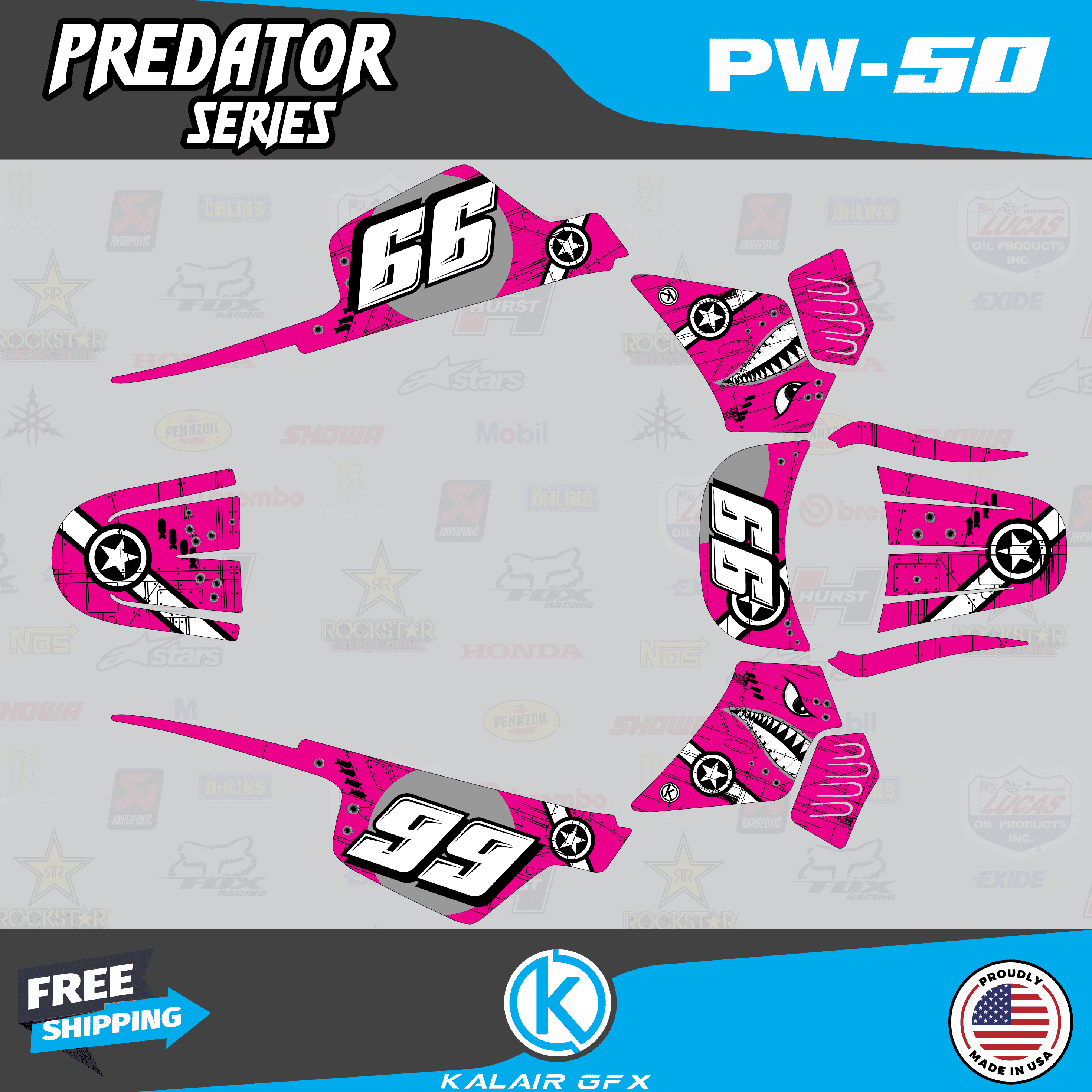 Kalair GFX Graphics Kit for Yamaha PW80 (1990-2008) Predator Series ...