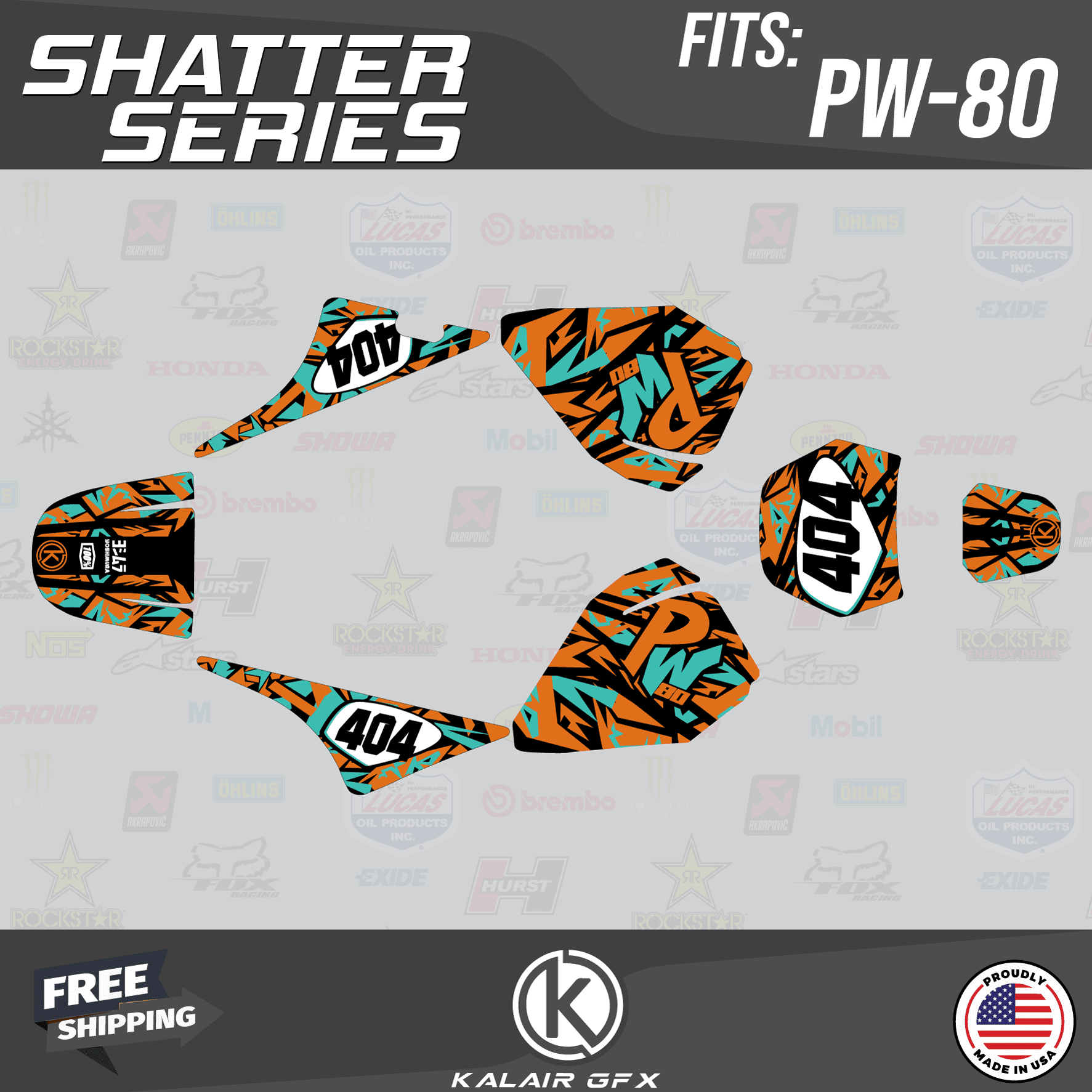 Kalair GFX Graphics Kit for Yamaha PW80 (1990-2008) Shatter Series ...