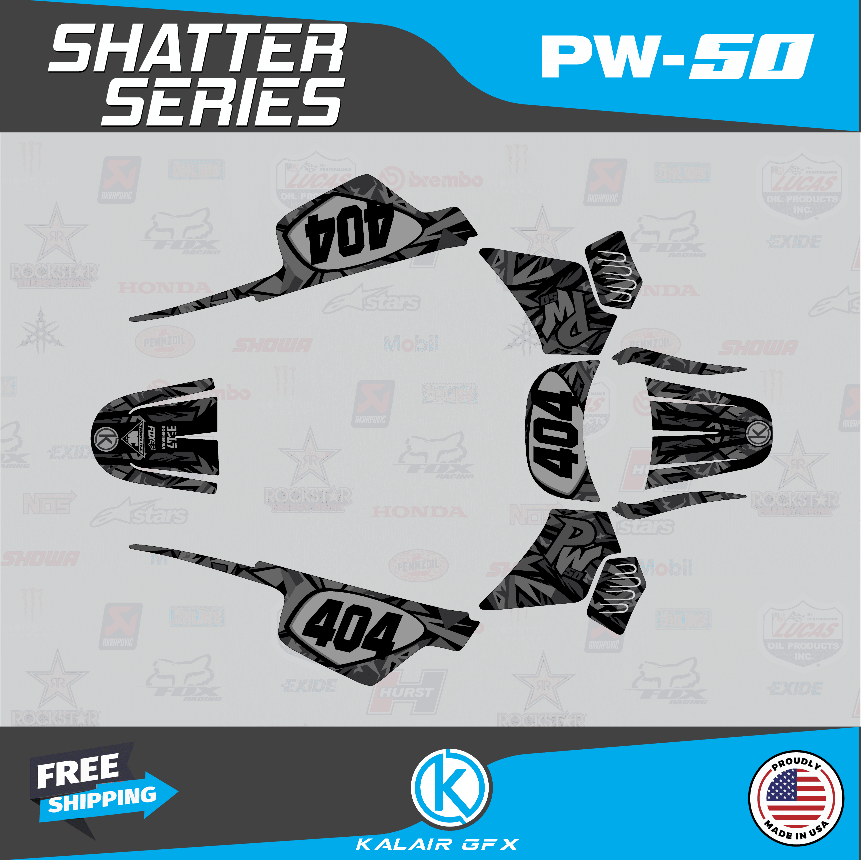 Kalair GFX Graphics Kit for Yamaha PW80 (1990-2008) Shatter Series ...