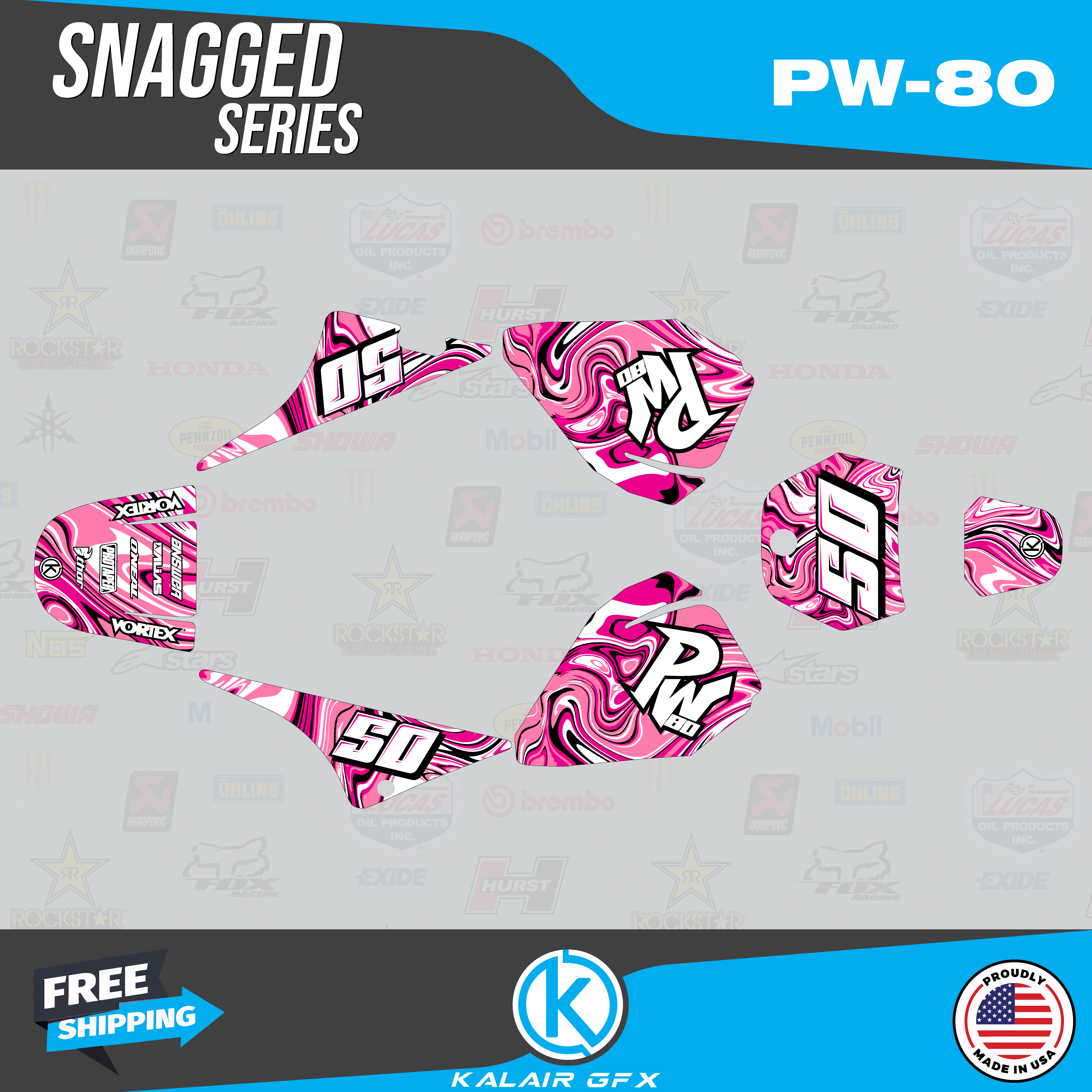 Kalair GFX Graphics Kit for Yamaha PW80 (1990-2008) Snagged Series ...