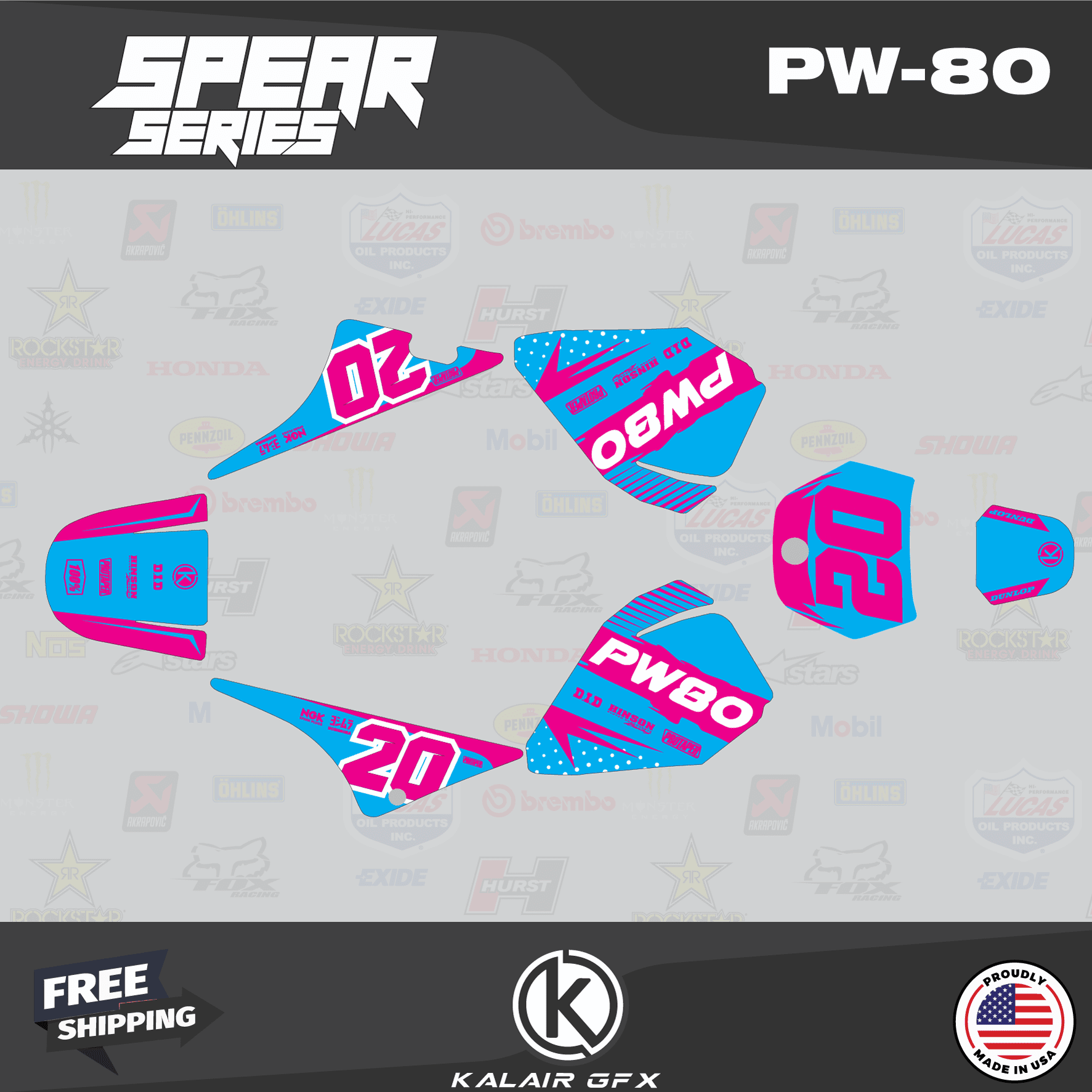 Kalair GFX Graphics Kit for Yamaha PW80 (1990-2008) Spear Series ...