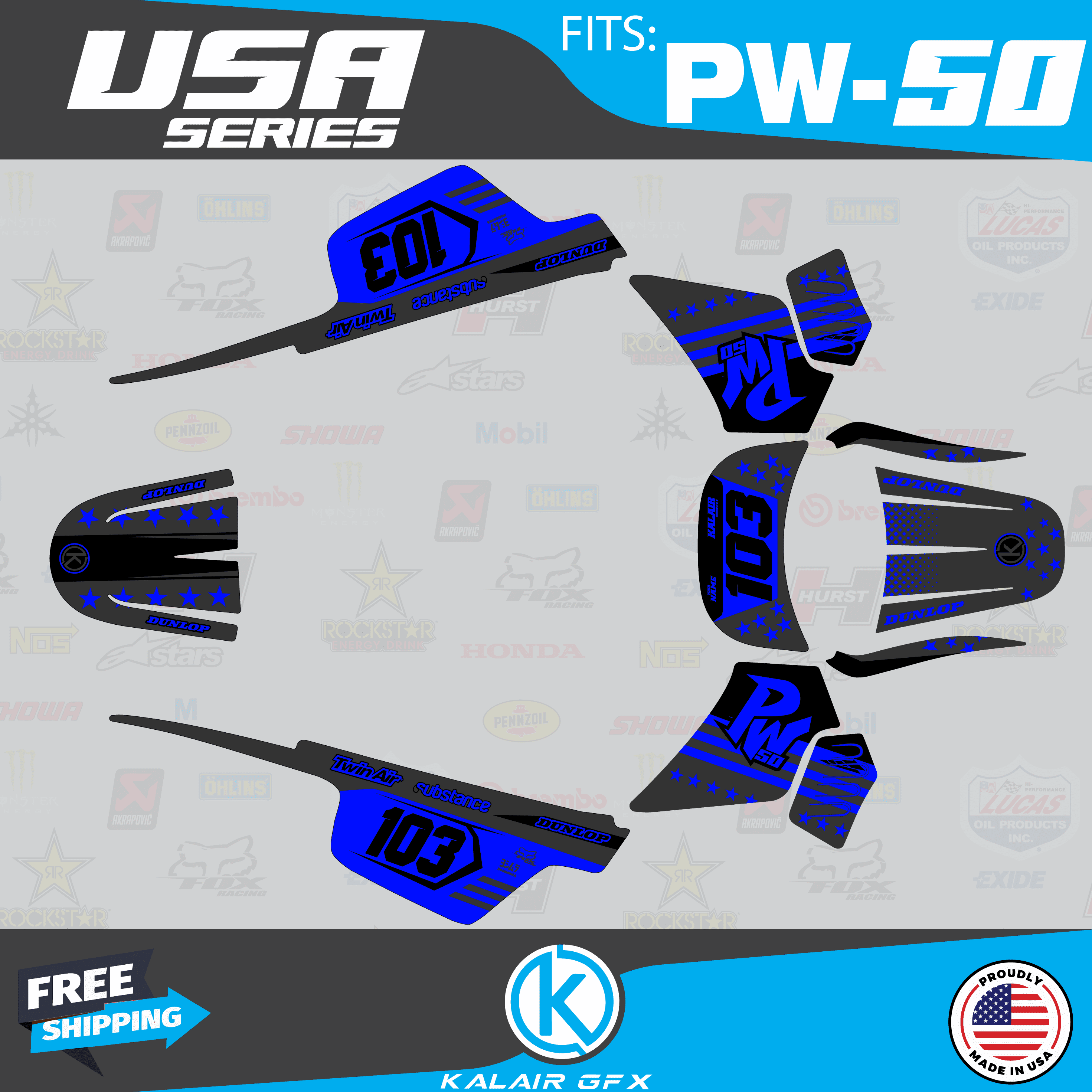 Kalair GFX Graphics Kit for Yamaha PW80 (1990-2008) Usa Series ...