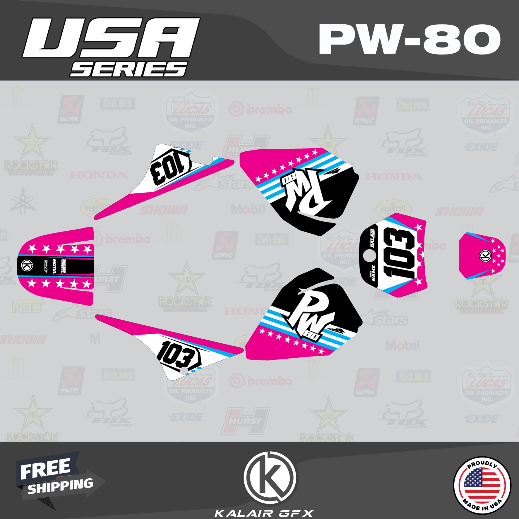 Kalair GFX Graphics Kit for Yamaha PW80 (1990-2008) Usa Series ...