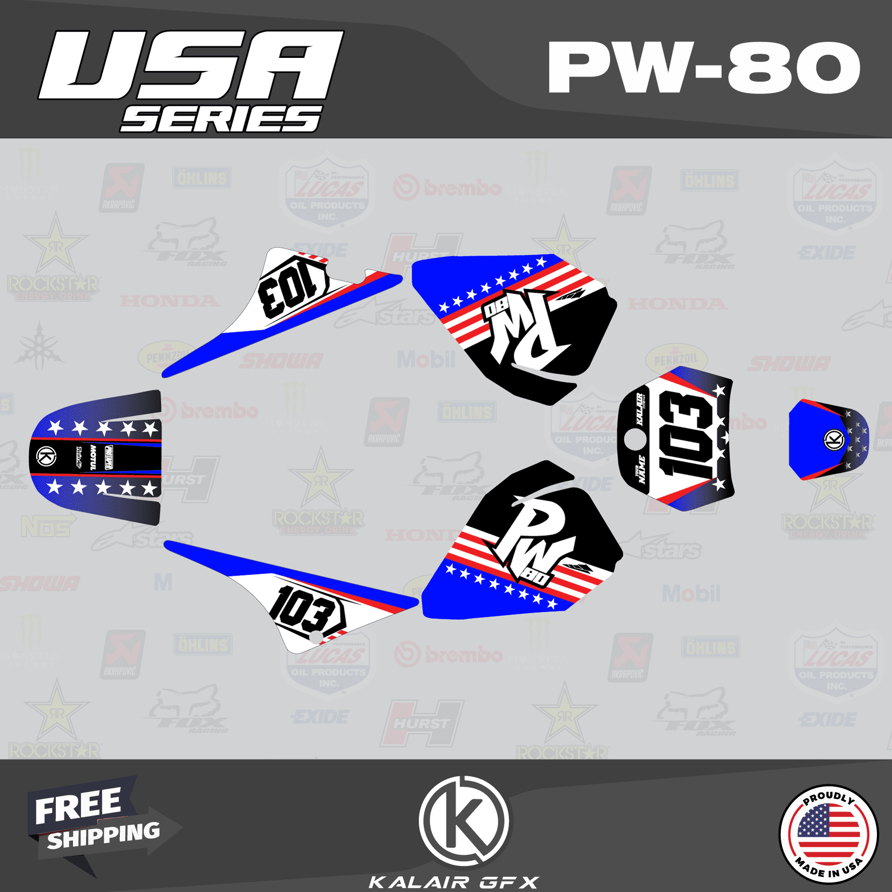 Kalair GFX Graphics Kit for Yamaha PW80 (1990-2008) Viper Series ...