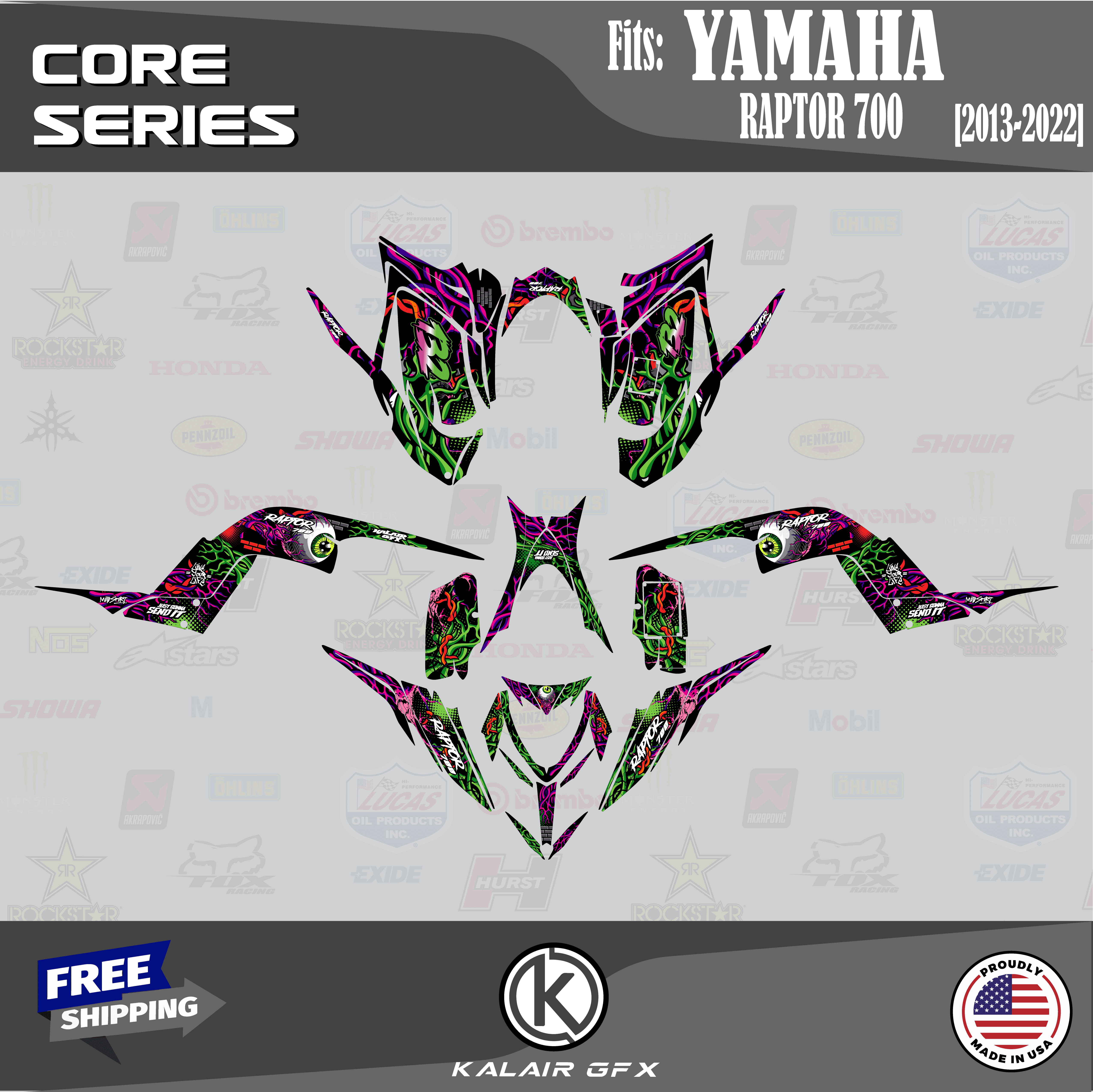 Kalair GFX Graphics Kit for Yamaha RAPTOR700 (2013-2022) Core Series ...