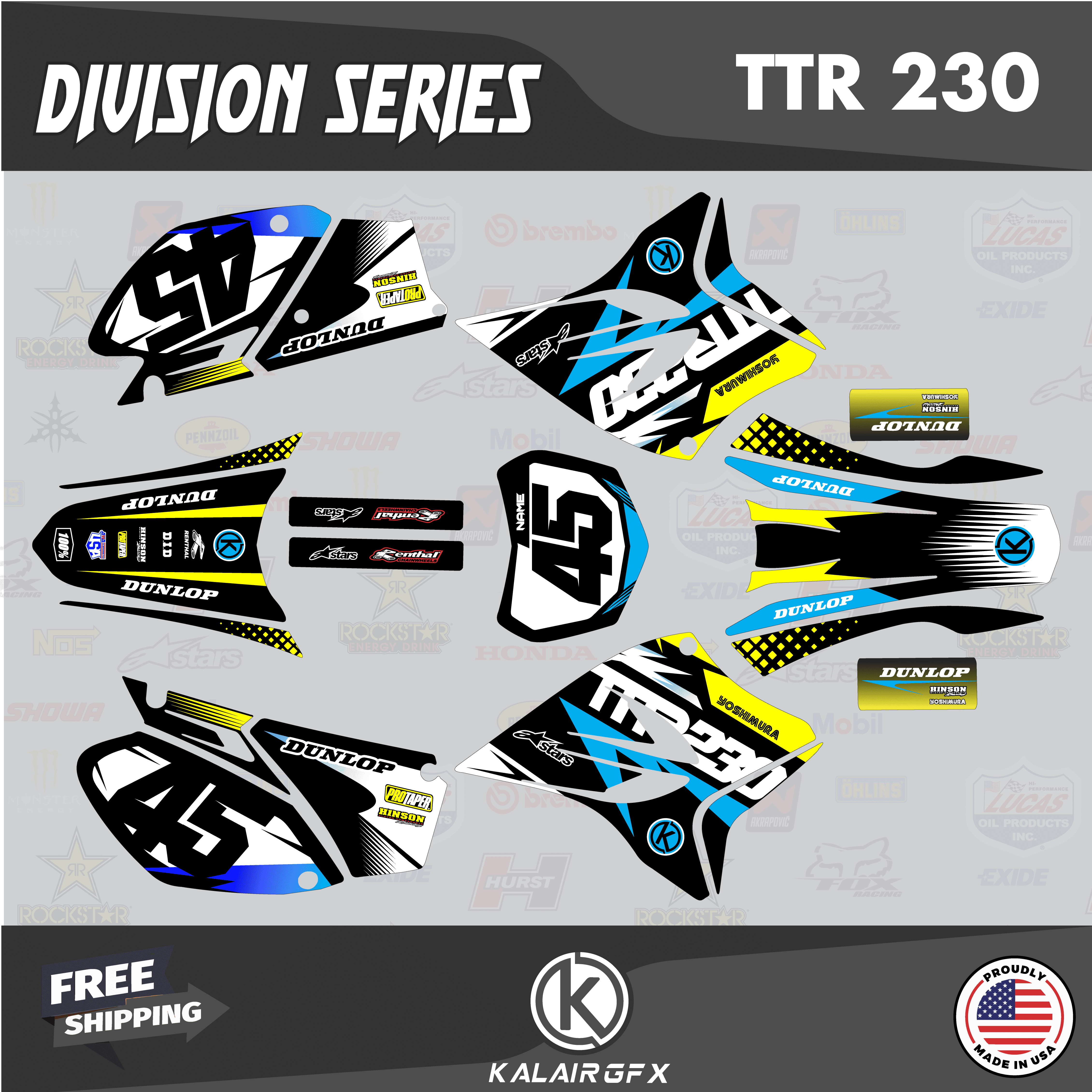 Kalair GFX Graphics Kit for Yamaha TT-R230 (2005-2023) Division Series ...
