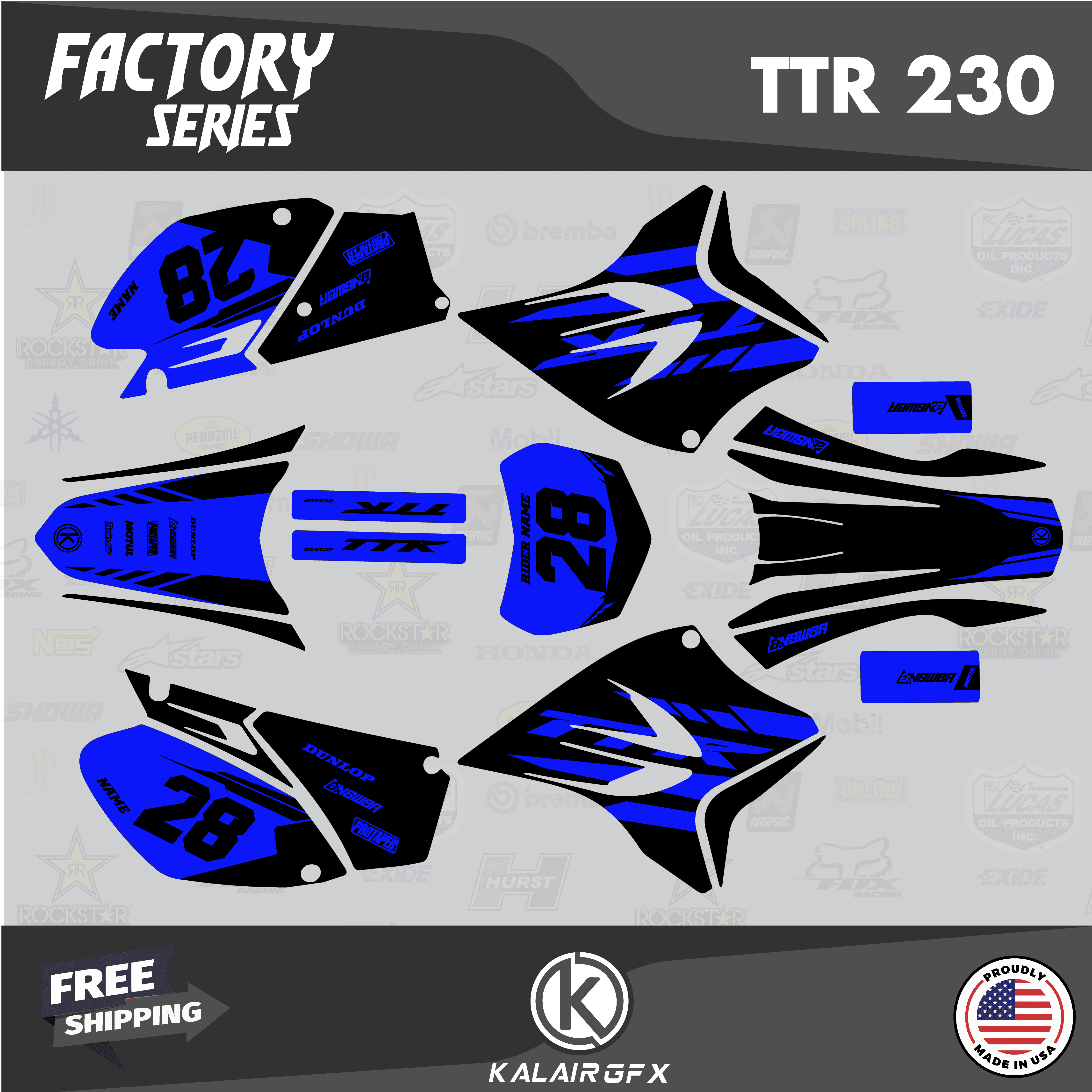 Kalair GFX Graphics Kit for Yamaha TT-R230 (2005-2023) Factory Series ...