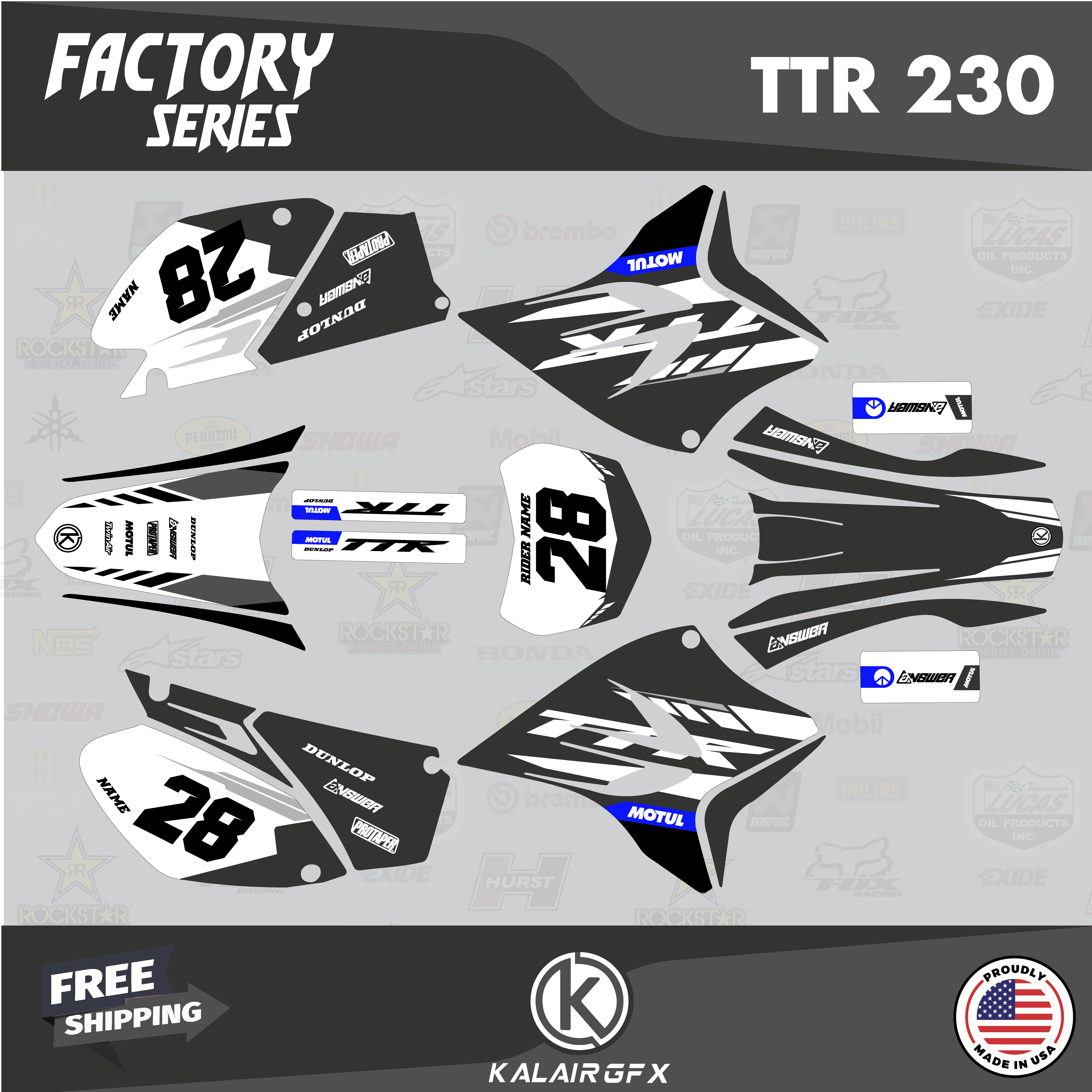 Kalair GFX Graphics Kit for Yamaha TT-R230 (2005-2023) Factory Series ...