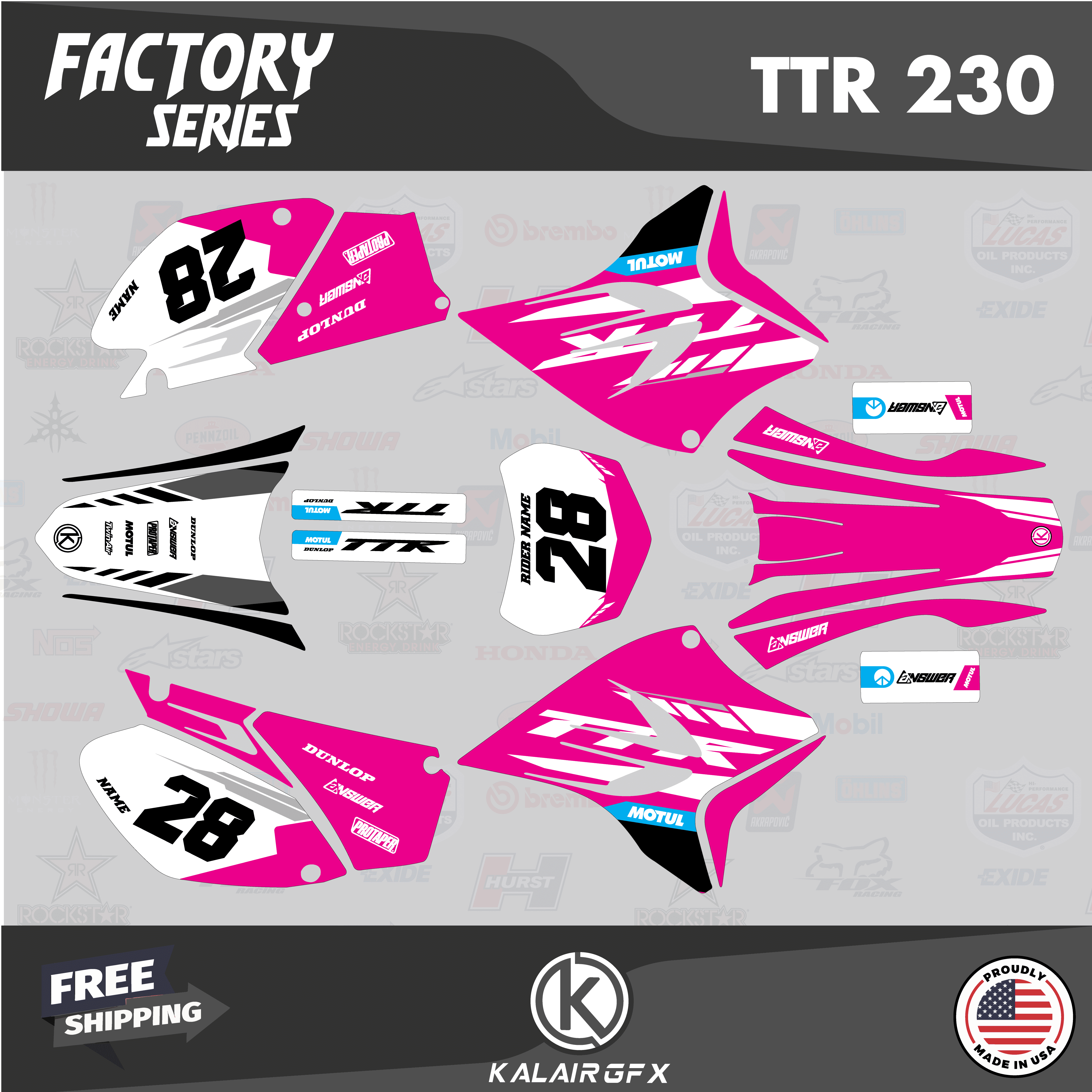 Kalair GFX Graphics Kit for Yamaha TT-R230 (2005-2023) Factory Series ...