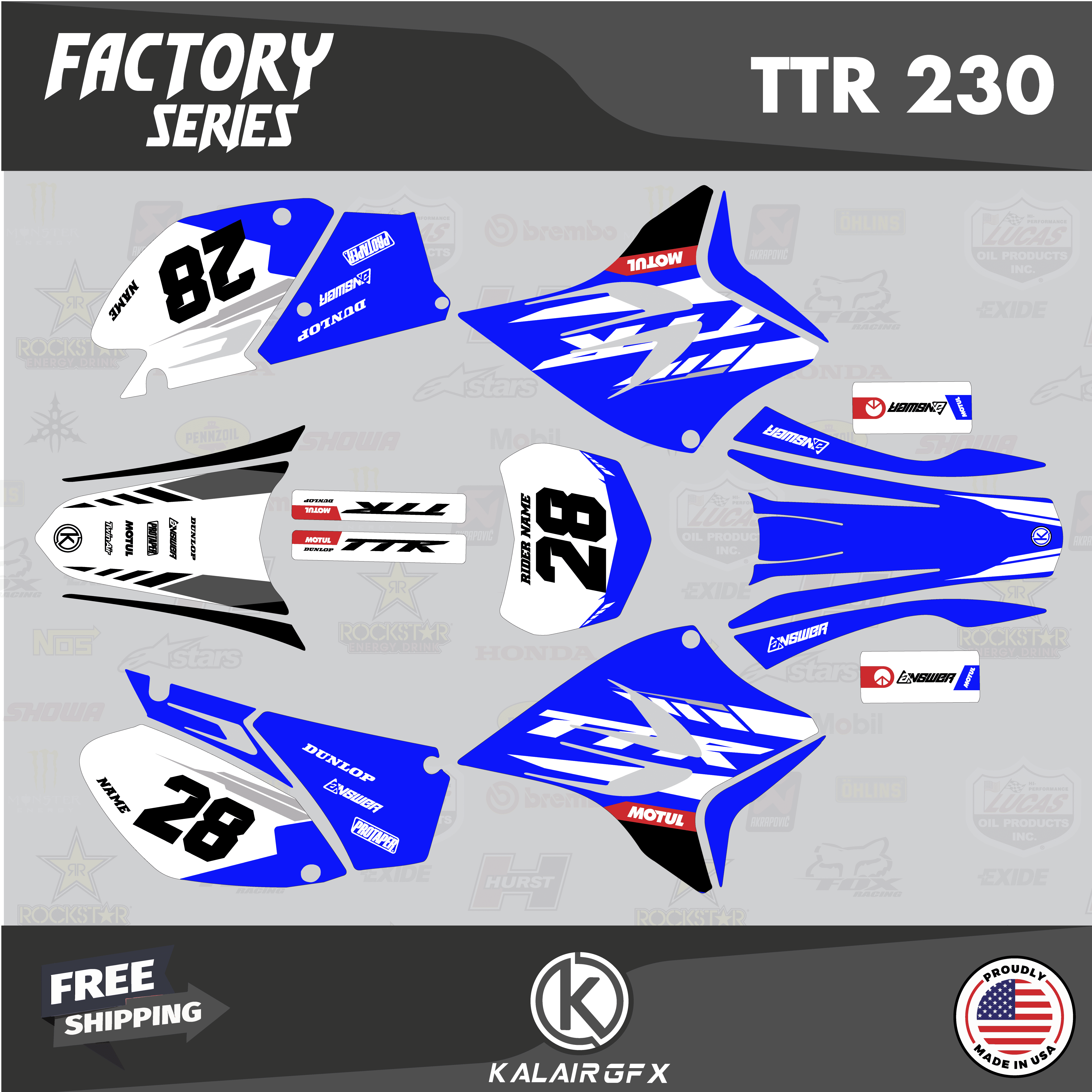 Kalair GFX Graphics Kit for Yamaha TT-R230 (2005-2023) Factory Series ...