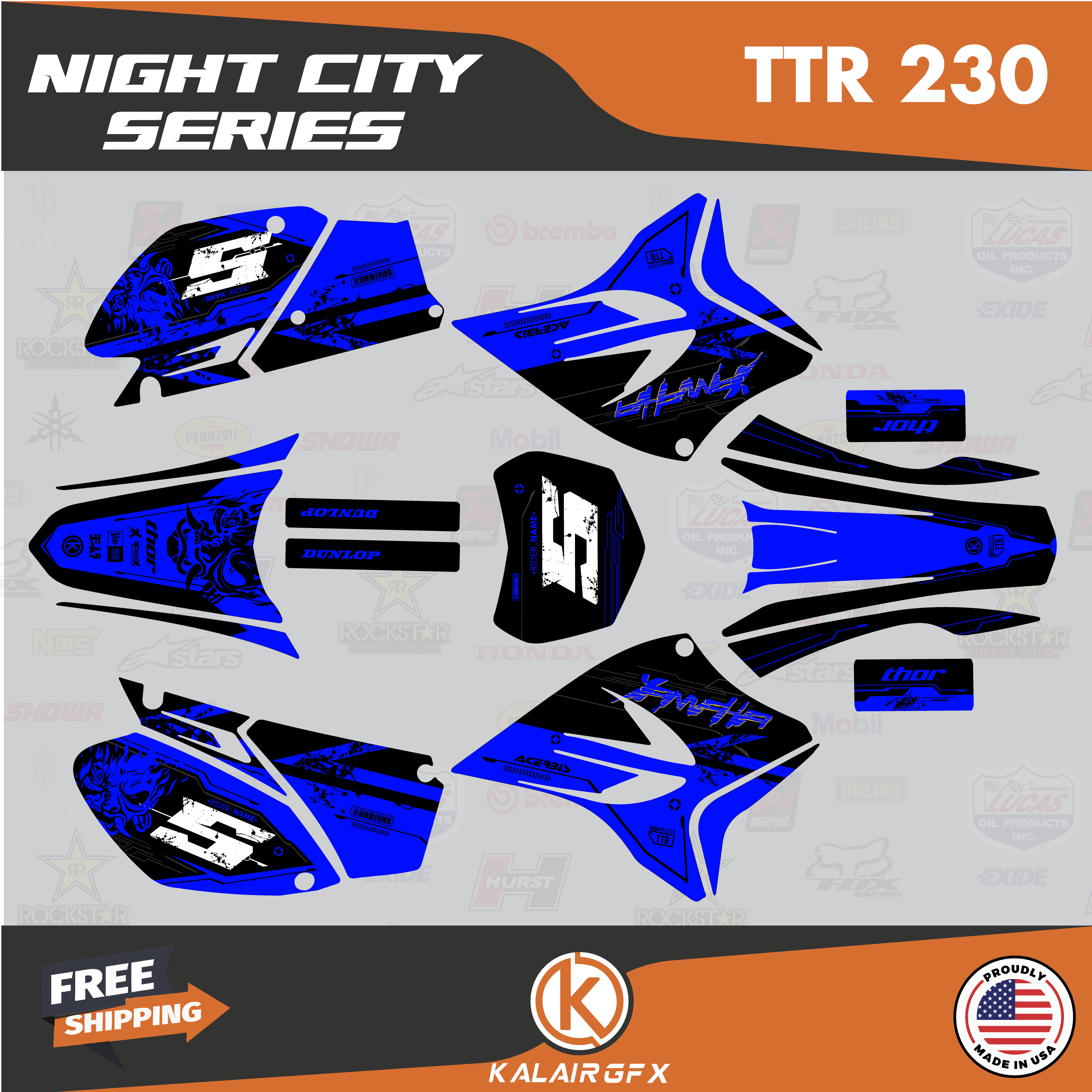 Kalair GFX Graphics Kit for Yamaha TT-R230 (2005-2023) Night-city ...