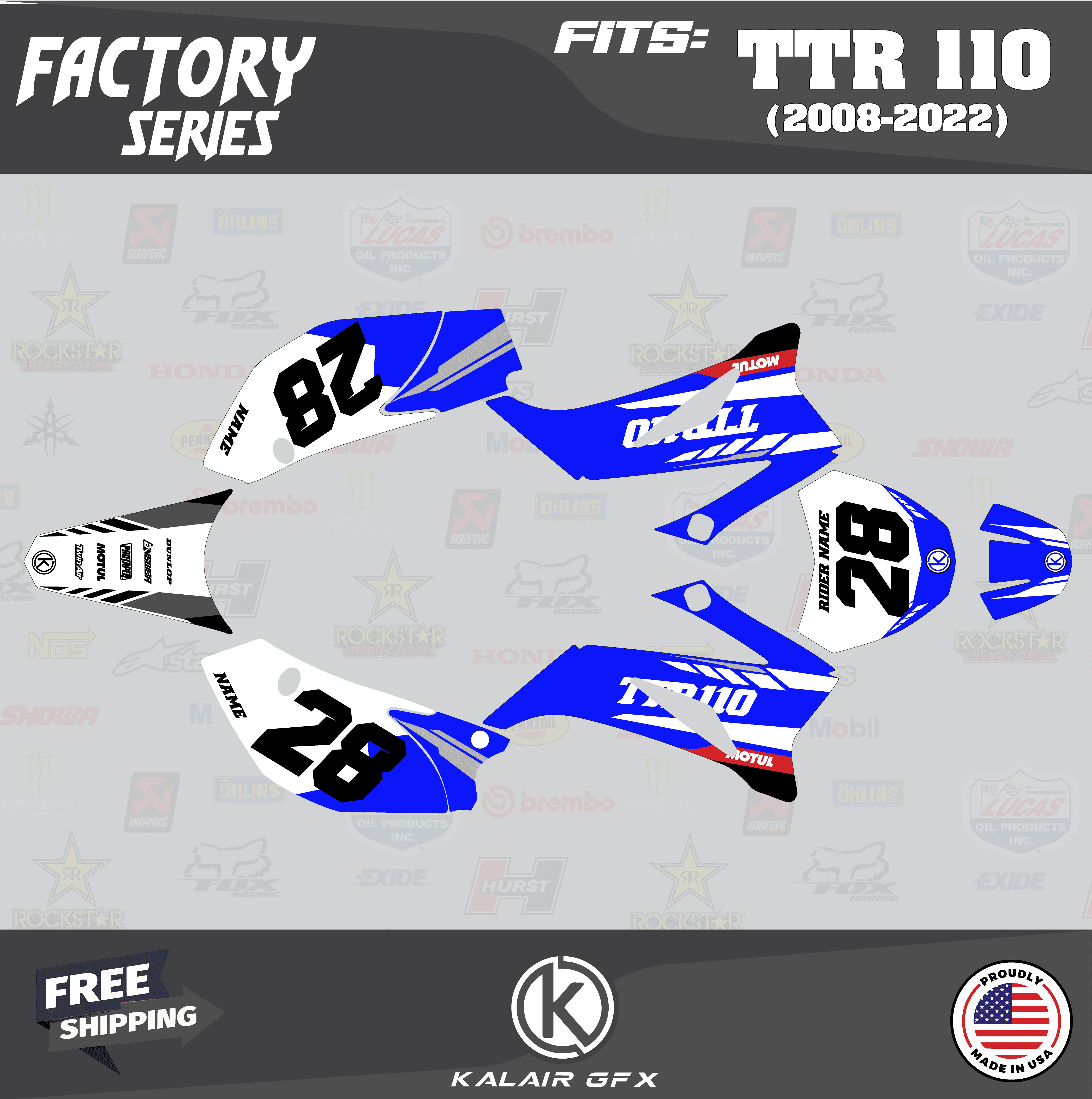 Kalair GFX Graphics Kit for Yamaha TTR110 (2008-2023) Factory Series ...