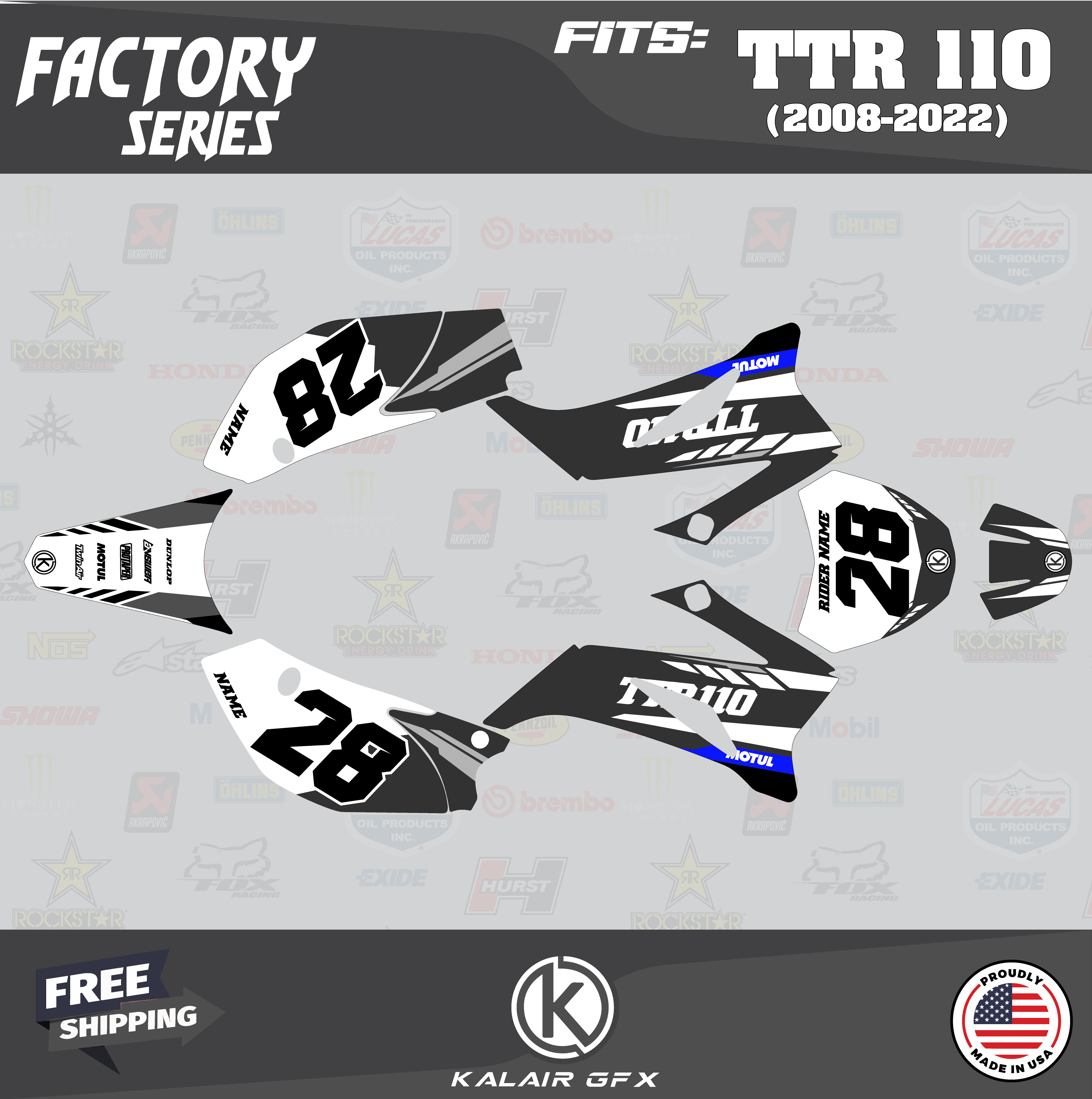 Kalair GFX Graphics Kit for Yamaha TTR110 (2008-2023) Factory Series ...