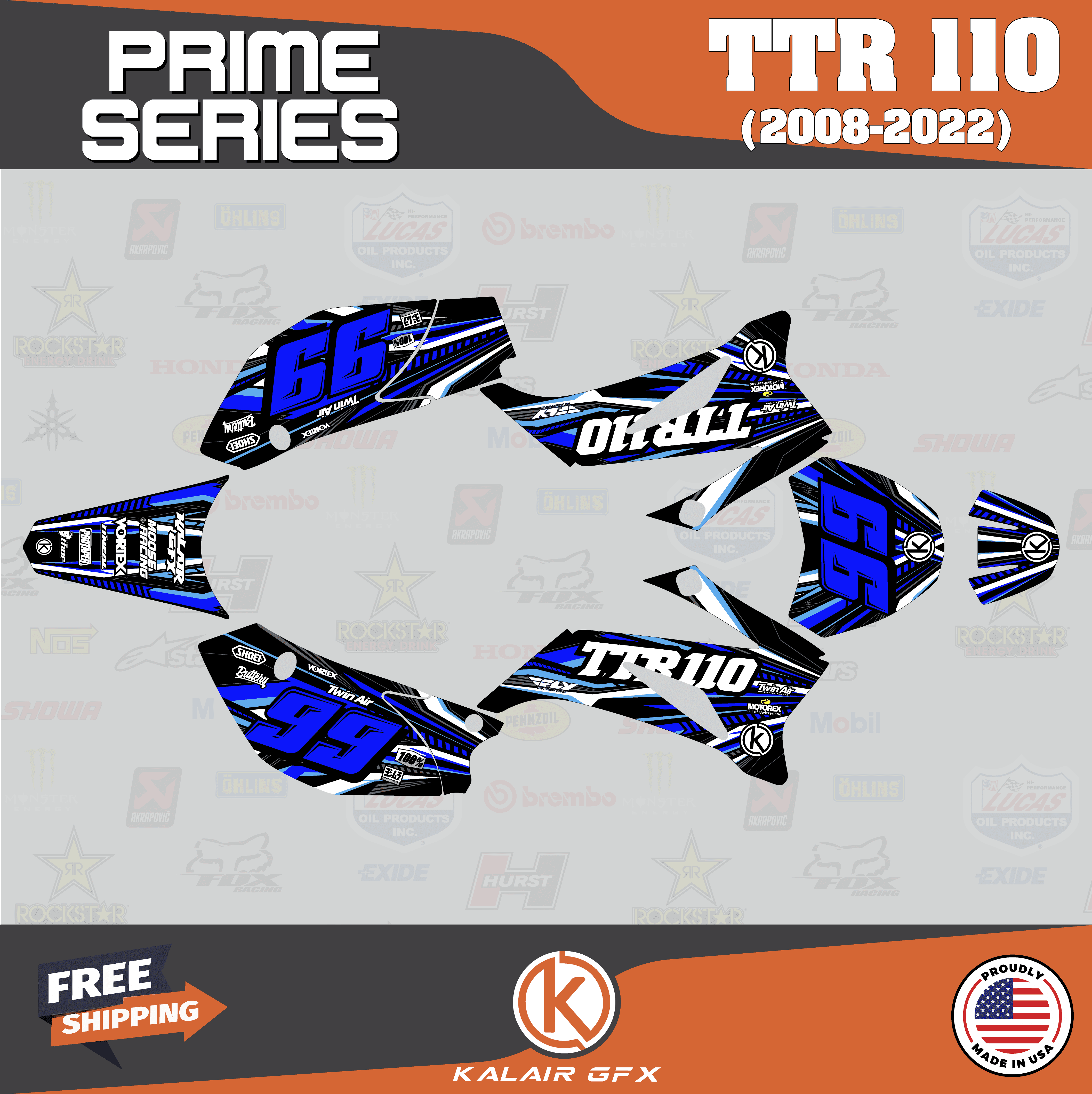 Kalair GFX Graphics Kit for Yamaha TTR110 (2008-2023) Prime Series ...