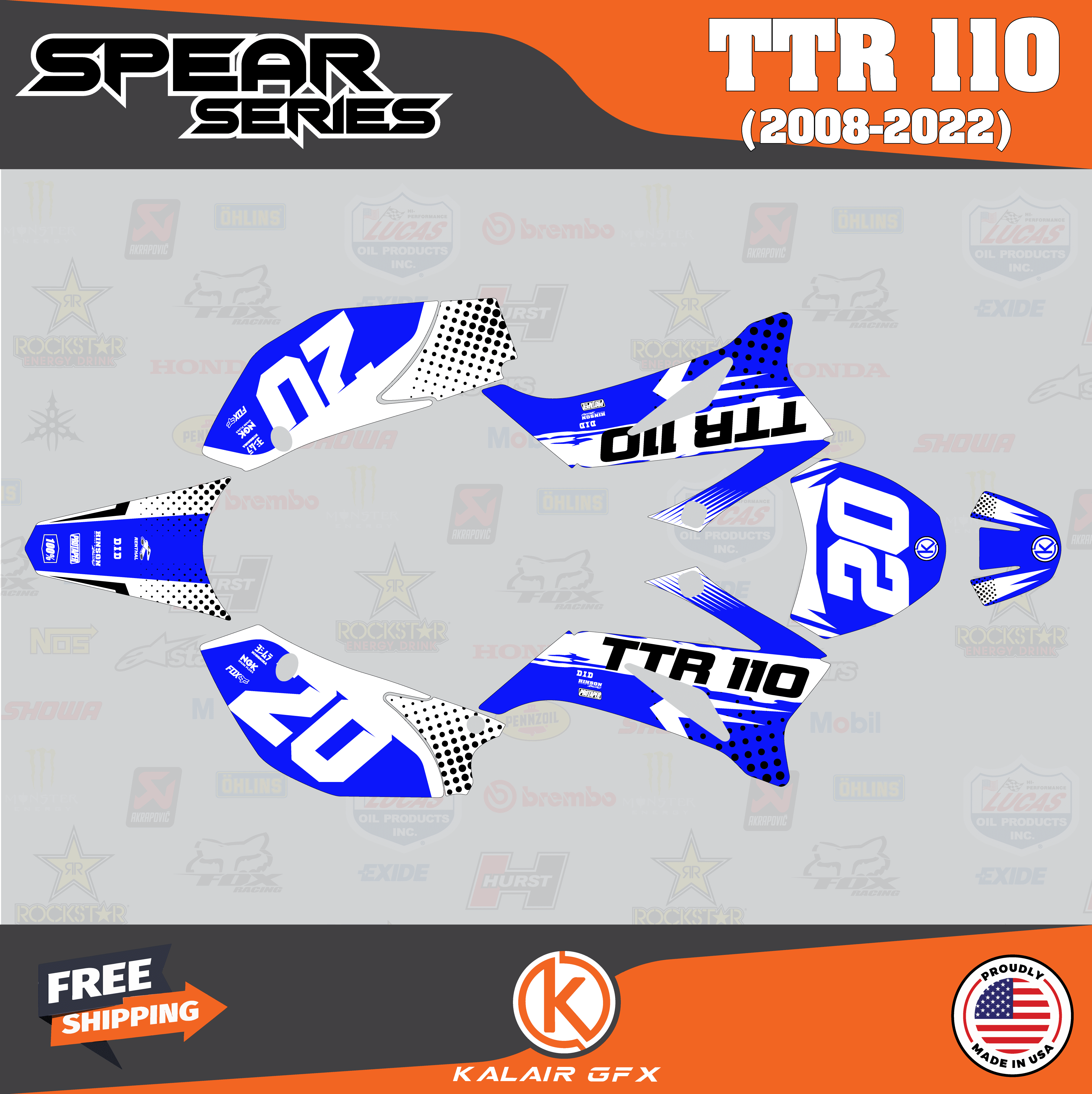Kalair GFX Graphics Kit for Yamaha TTR110 (2008-2023) Spear Series ...