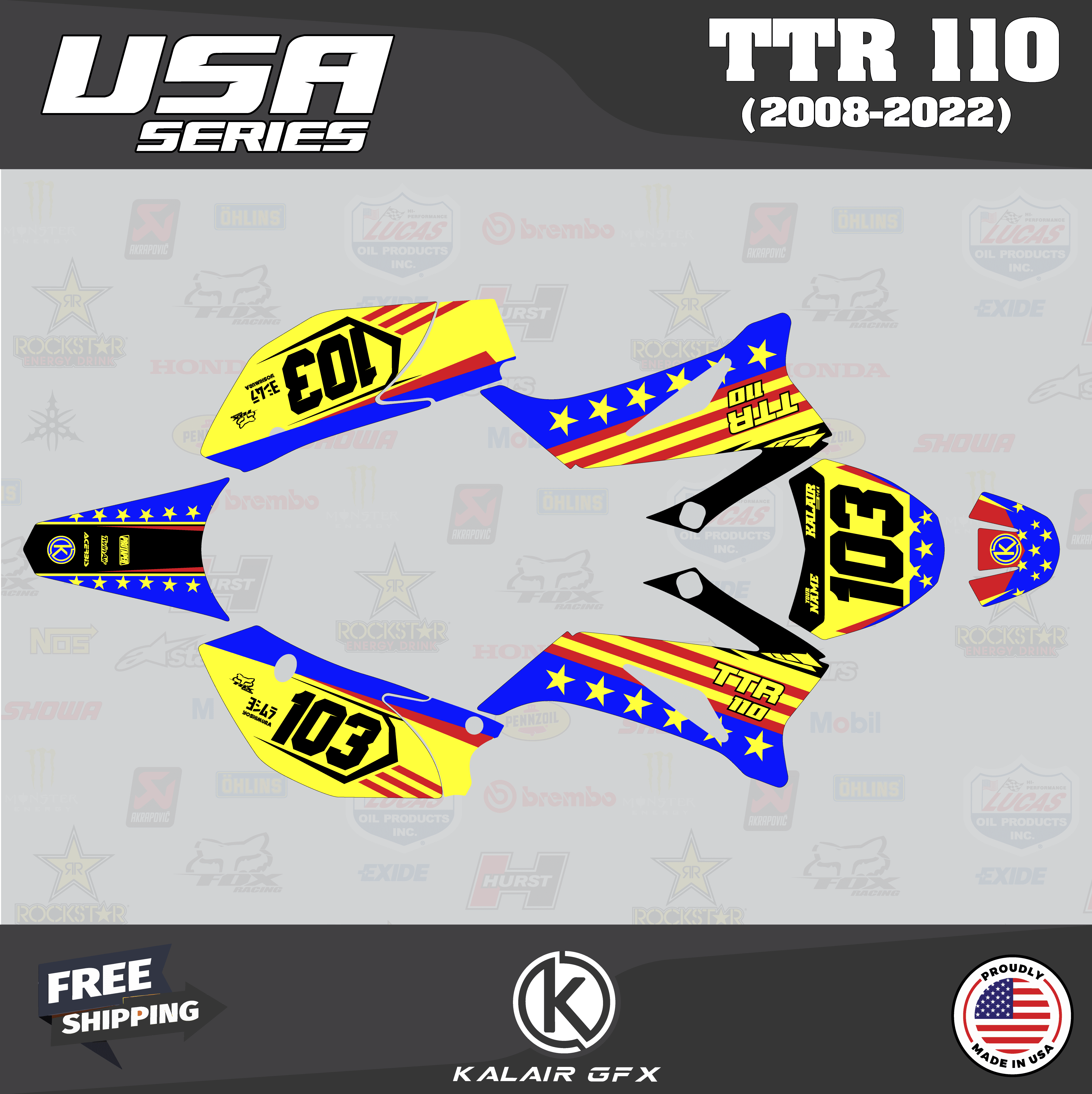 Kalair GFX Graphics Kit for Yamaha TTR110 (2008-2023) Usa Series ...