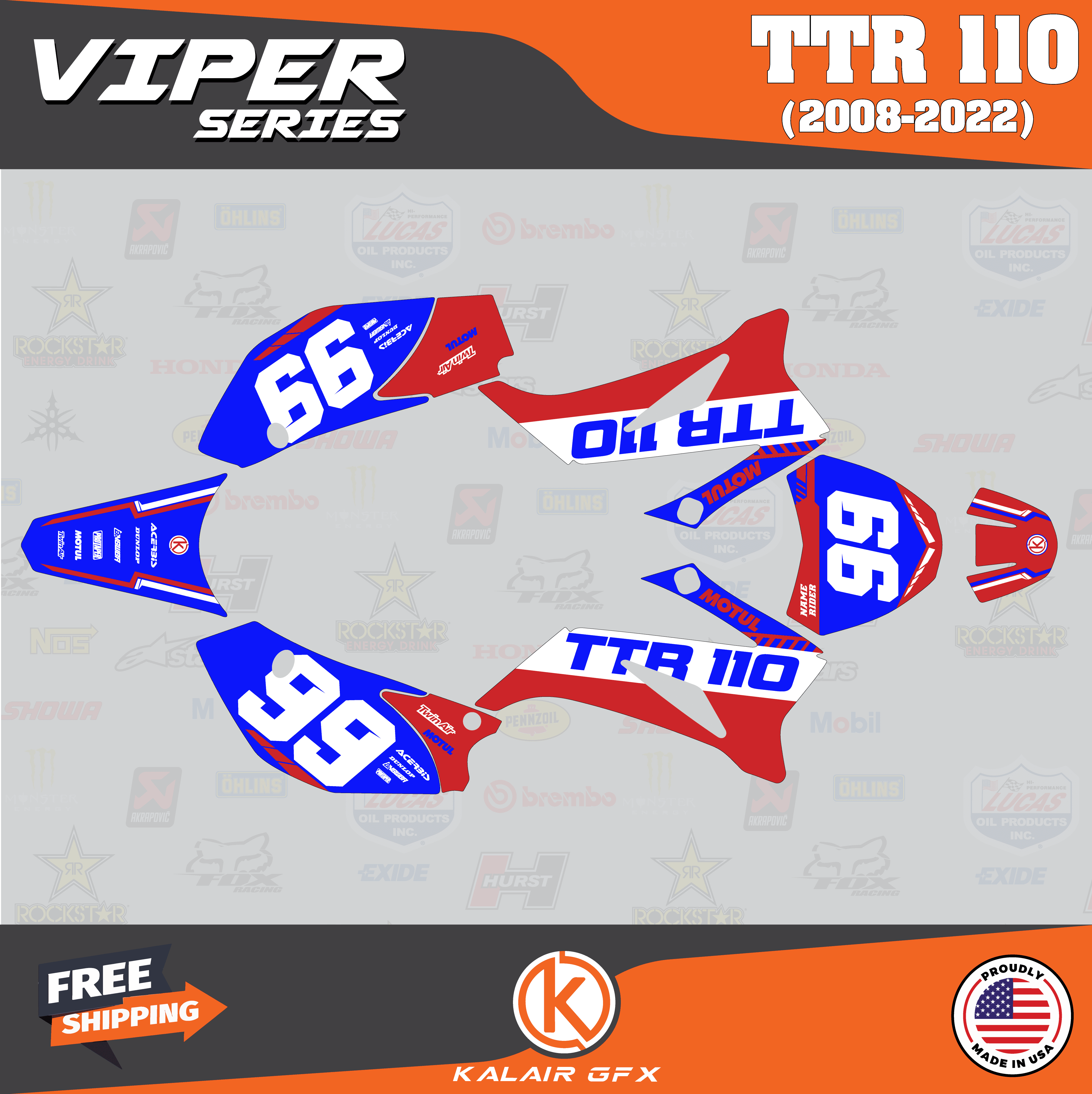Kalair GFX Graphics Kit for Yamaha TTR110 (2008-2023) Viper Series ...