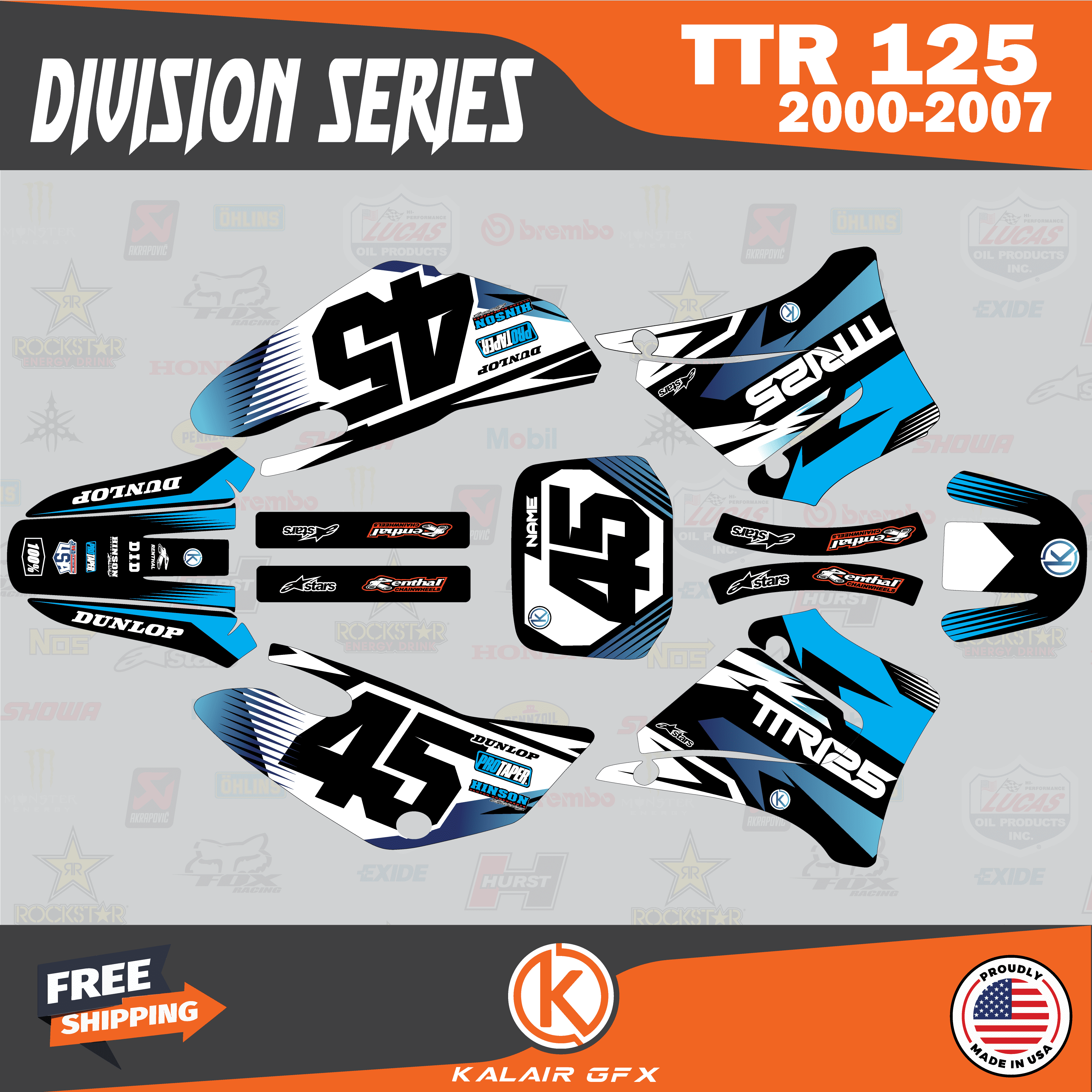 Kalair GFX Graphics Kit for Yamaha TTR125 (2000-2007) Division Series ...