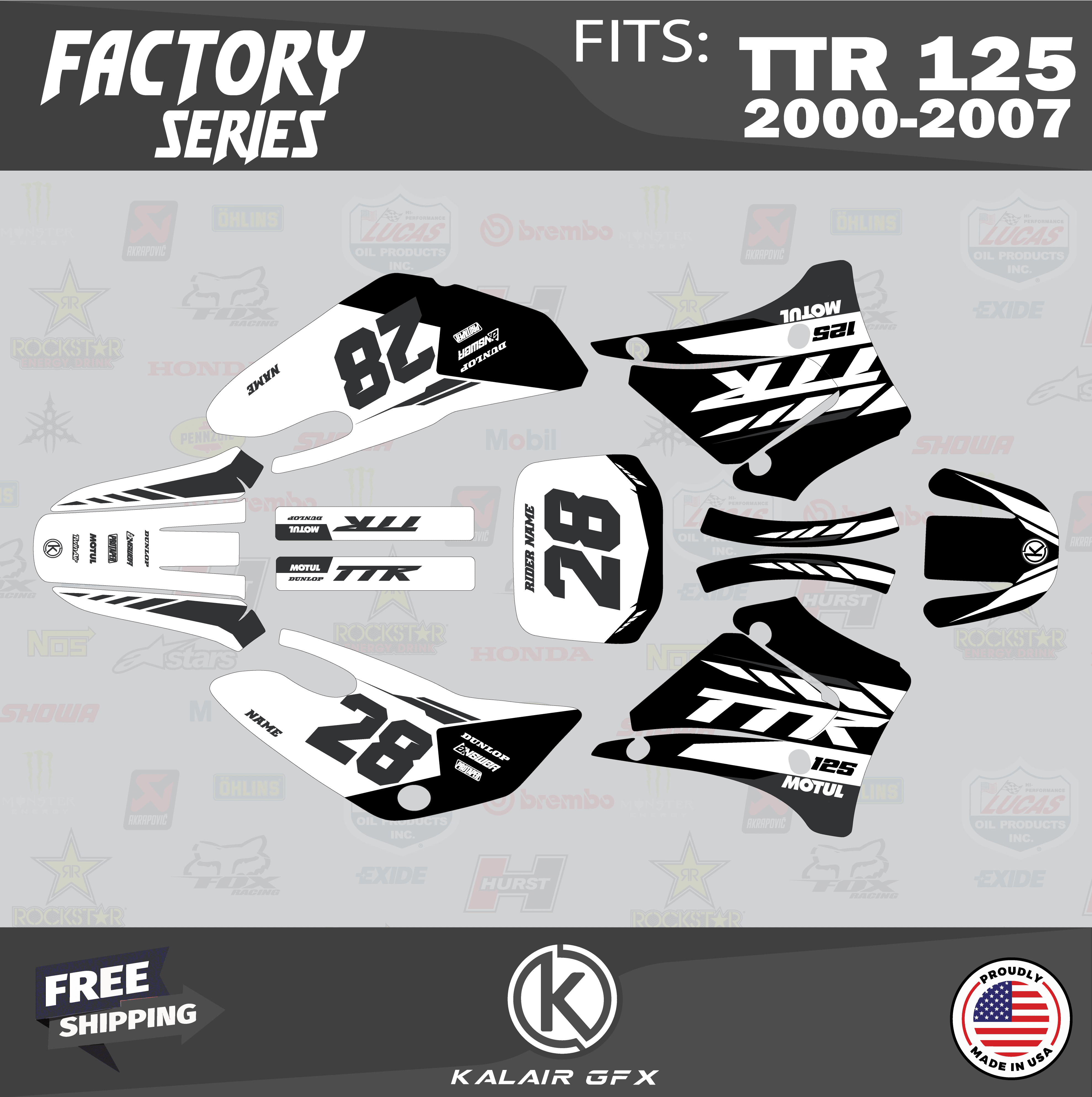 Kalair GFX Graphics Kit for Yamaha TTR125 (2000-2007) Factory Series ...