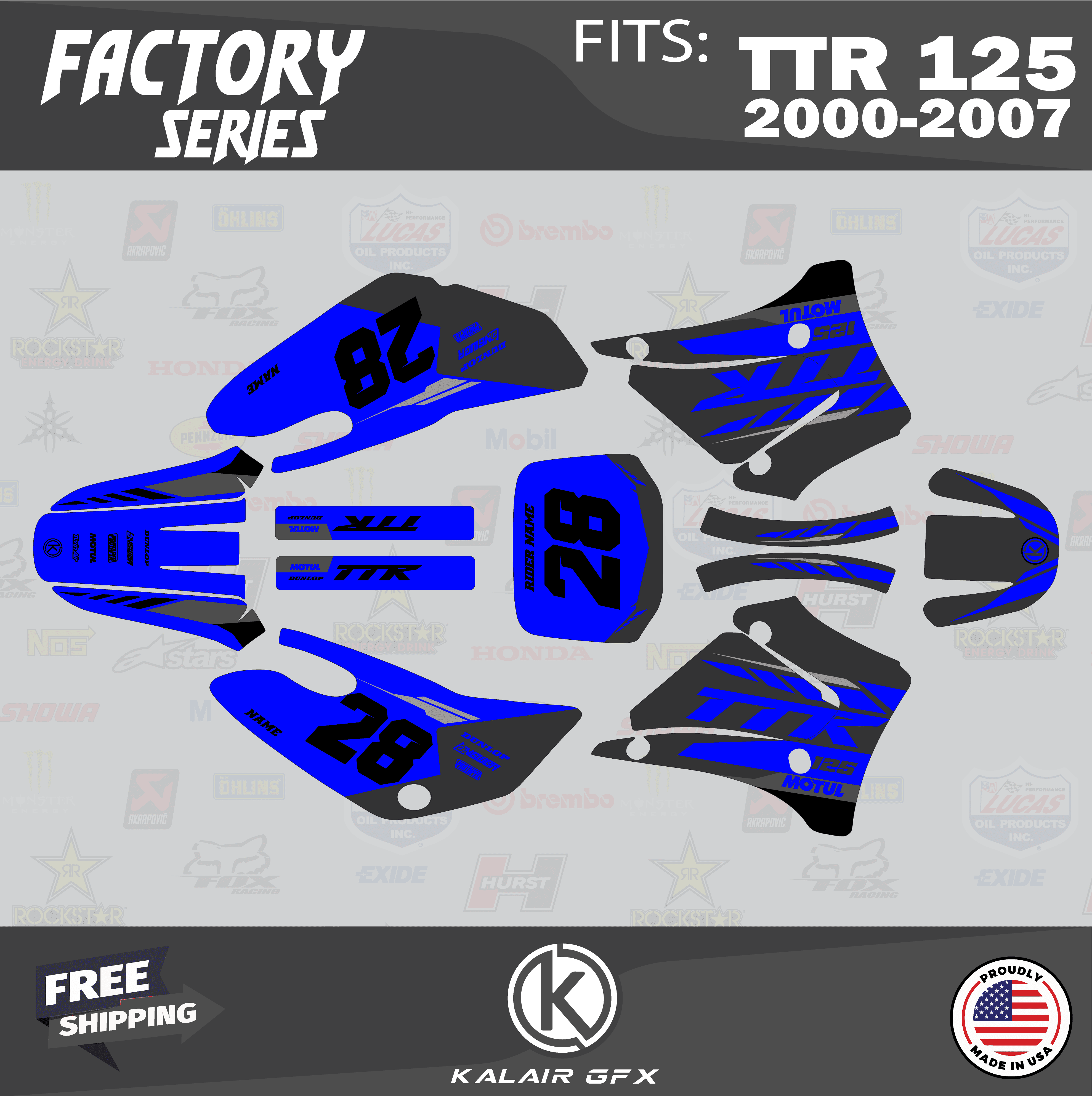 Kalair GFX Graphics Kit for Yamaha TTR125 (2000-2007) Factory Series ...
