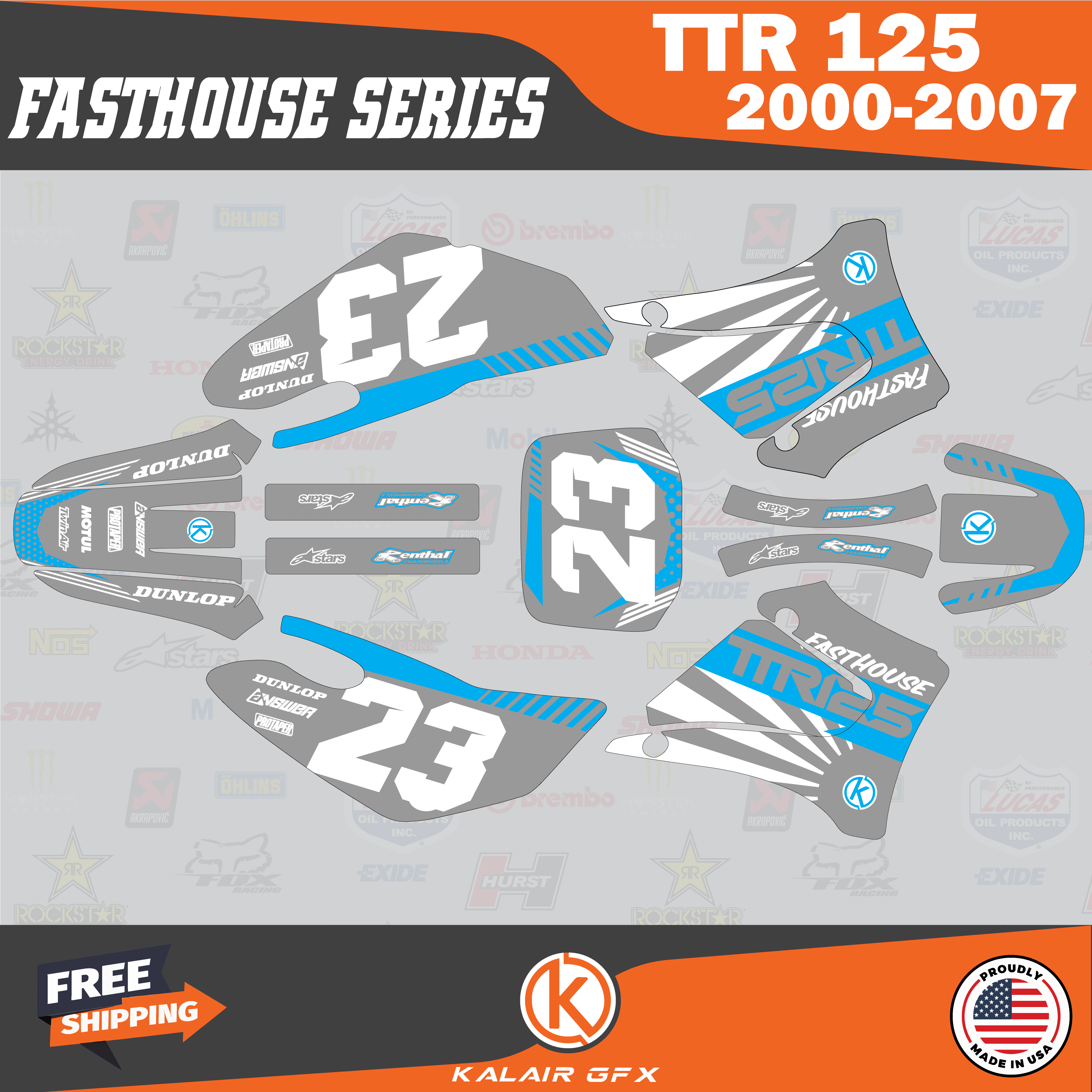 Kalair GFX Graphics Kit for Yamaha TTR125 (2000-2007) Fh Series ...