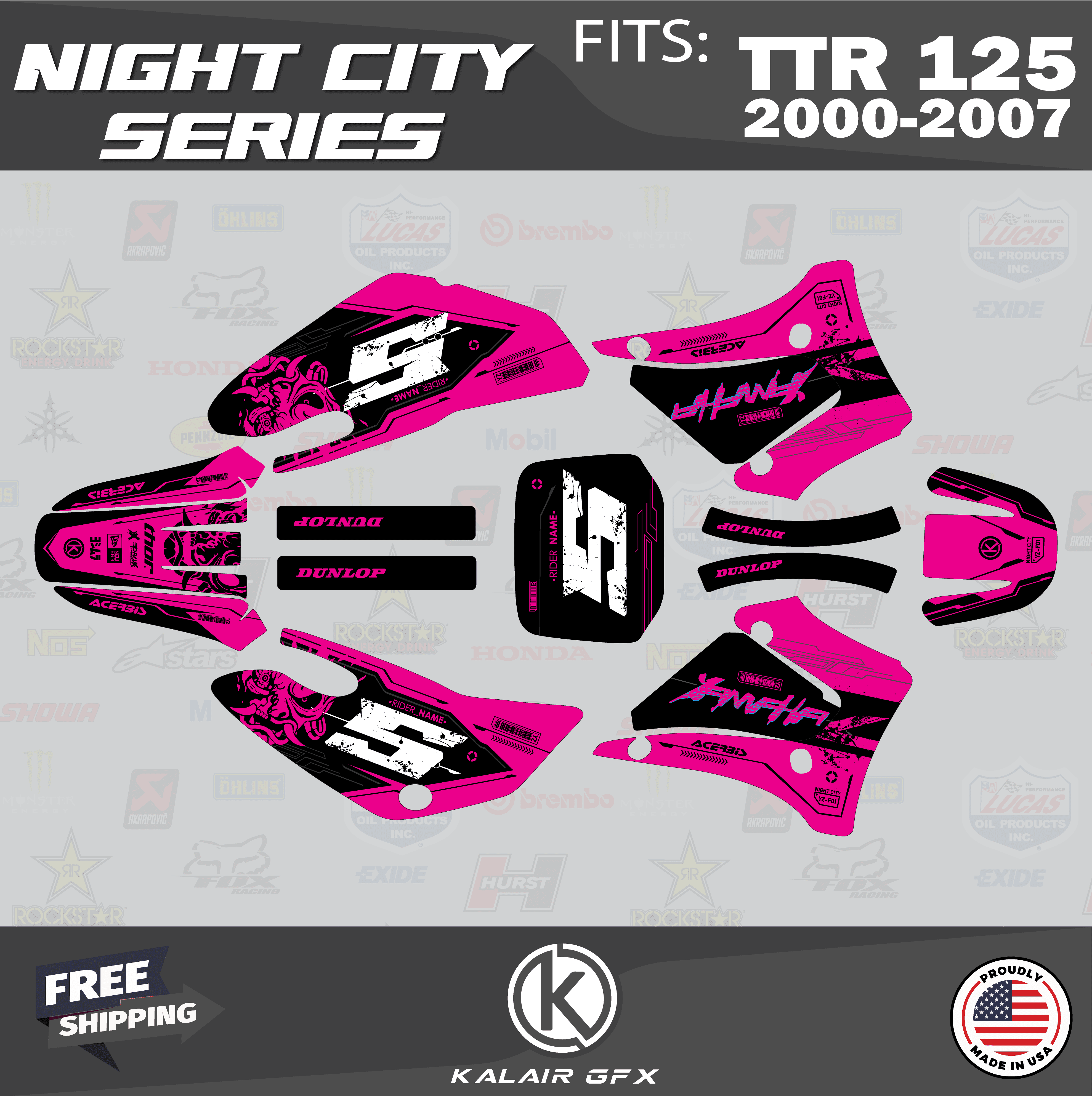Kalair GFX Graphics Kit for Yamaha TTR125 (2000-2007) Nightcity Series ...