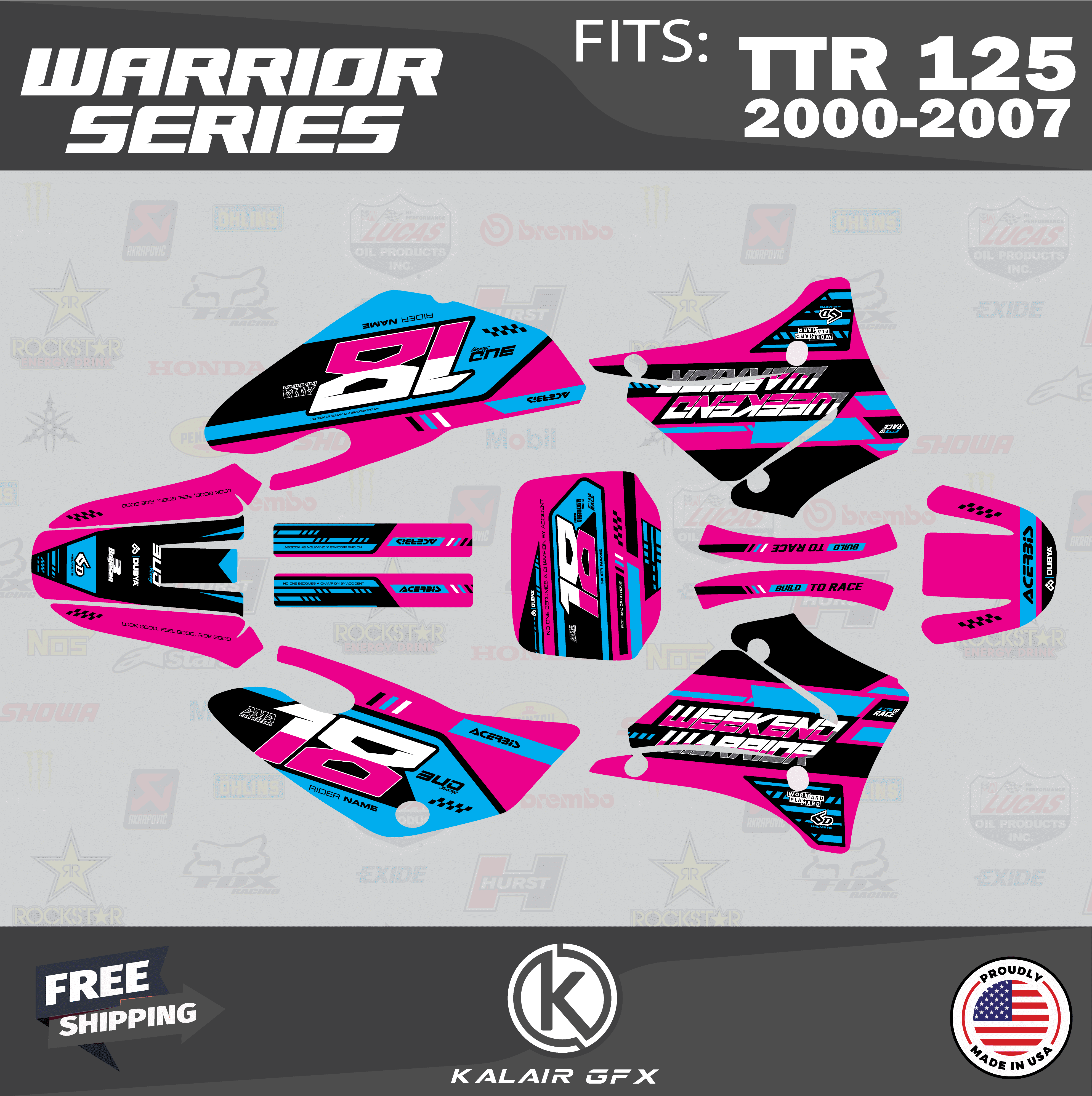 Kalair GFX Graphics Kit for Yamaha TTR125 (2000-2007) Warrior Series ...