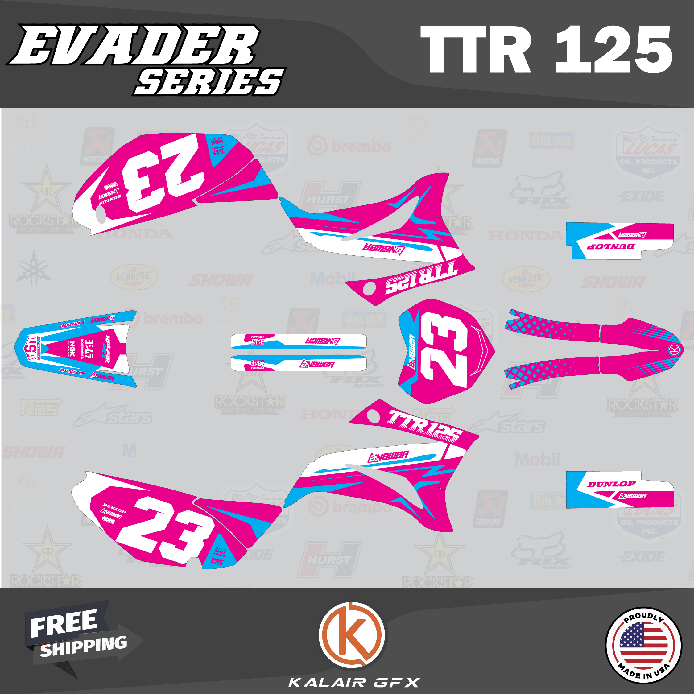 Kalair GFX Graphics Kit for Yamaha TTR125 (2008-2023) Evader Series ...