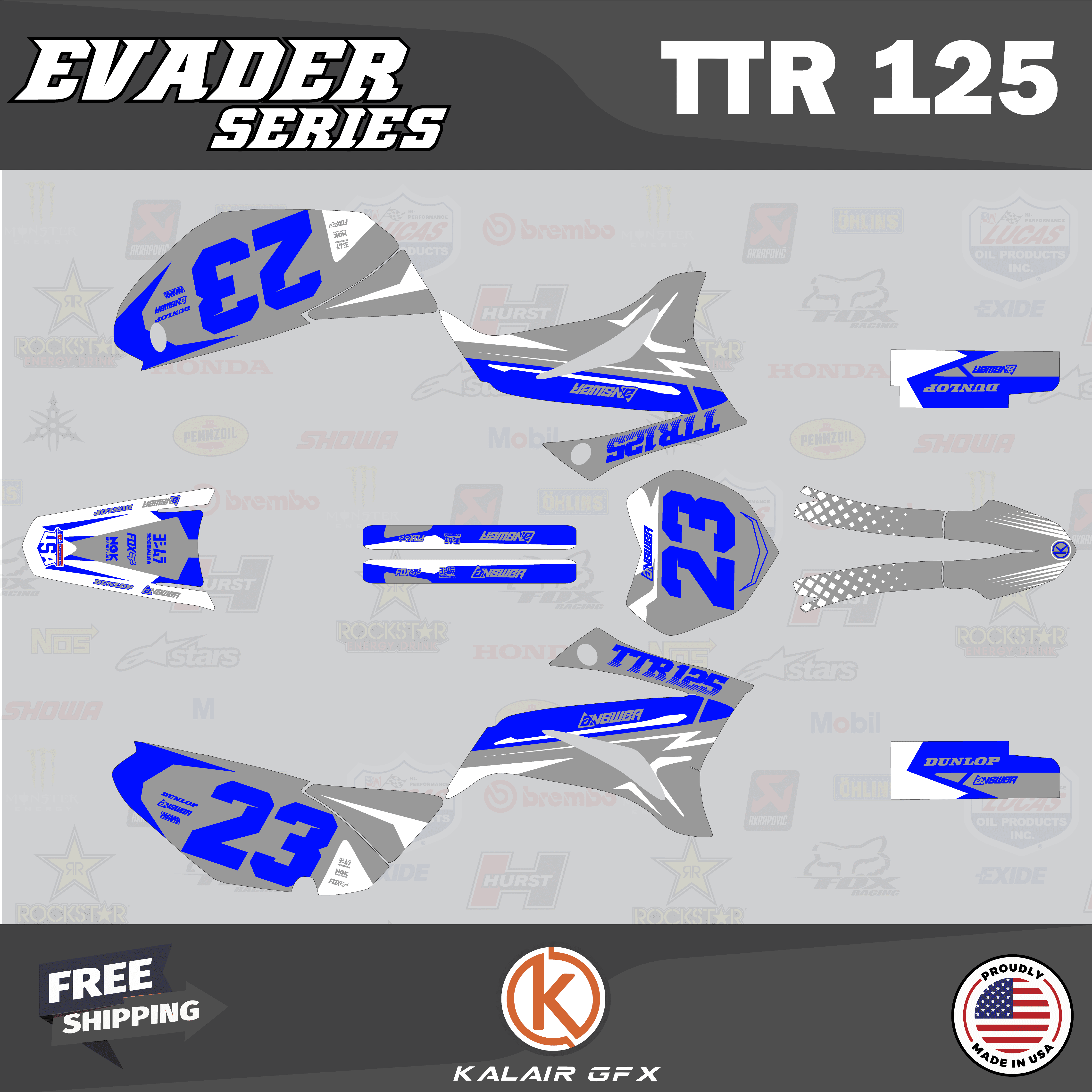Kalair GFX Graphics Kit for Yamaha TTR125 (2008-2023) Evader Series ...