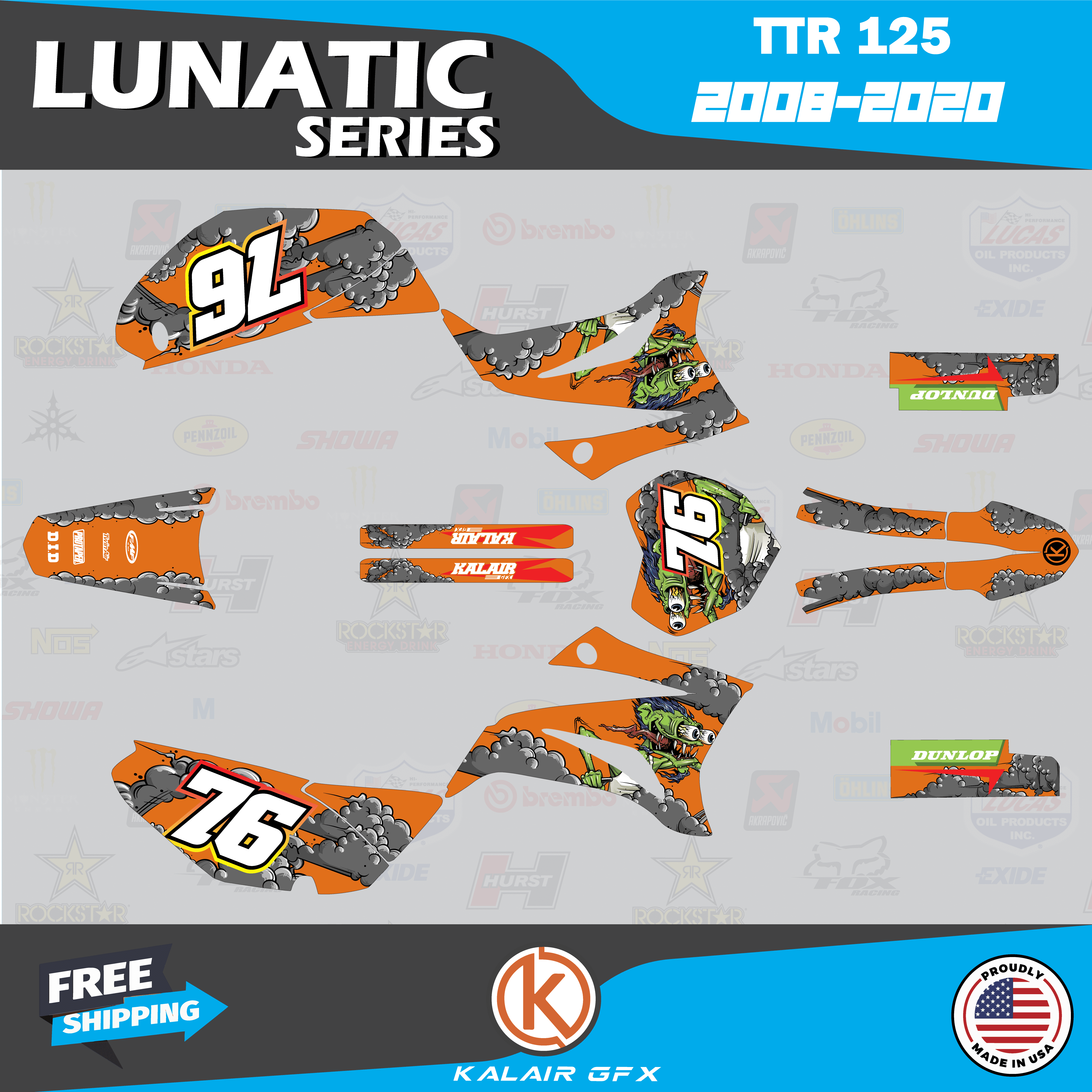 Kalair GFX Graphics Kit for Yamaha TTR125 (2008-2023) Lunatic Series ...