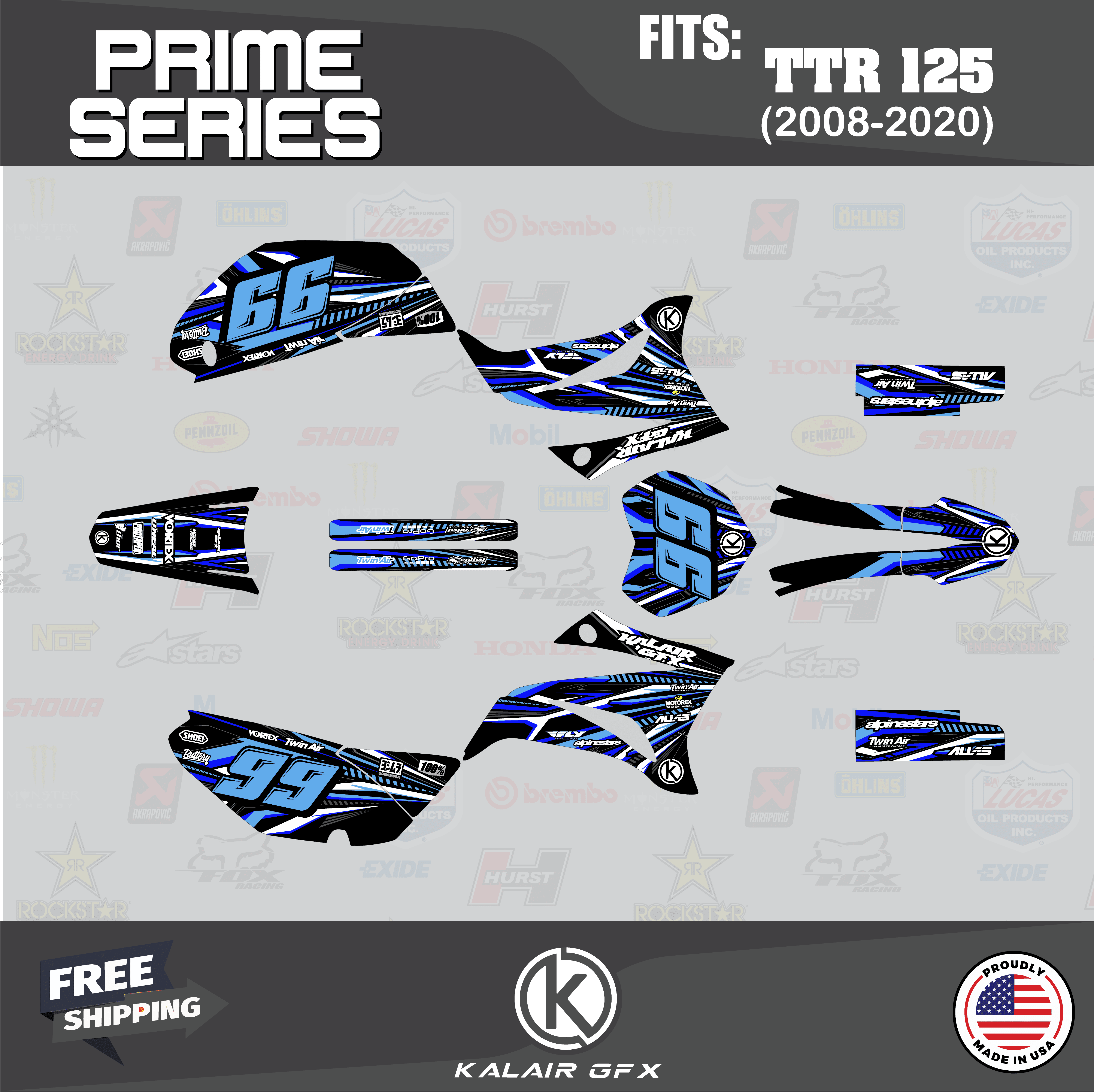 Kalair GFX Graphics Kit for Yamaha TTR125 (2008-2023) Prime Series ...