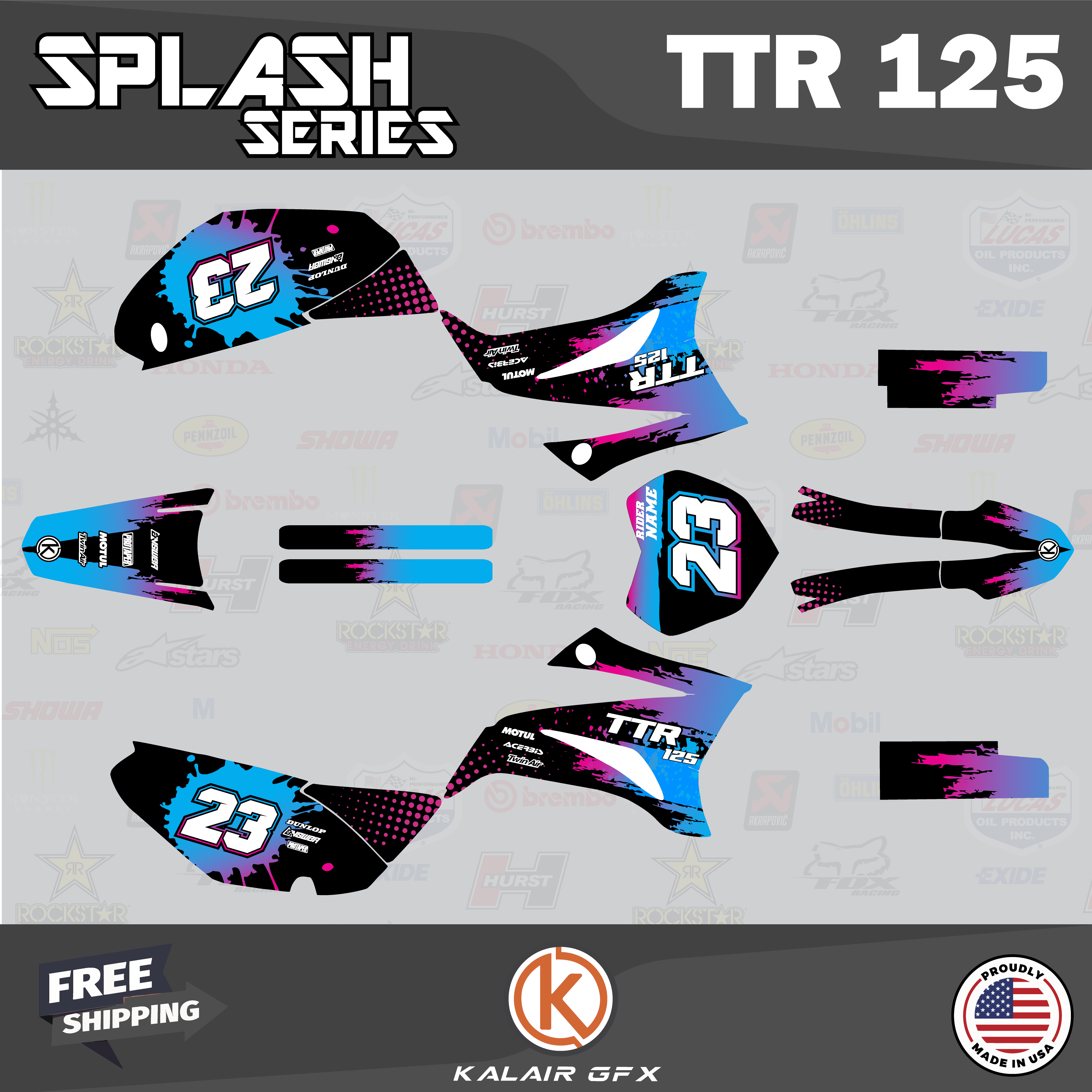 Kalair GFX Graphics Kit for Yamaha TTR125 (2008-2023) Splash Series ...