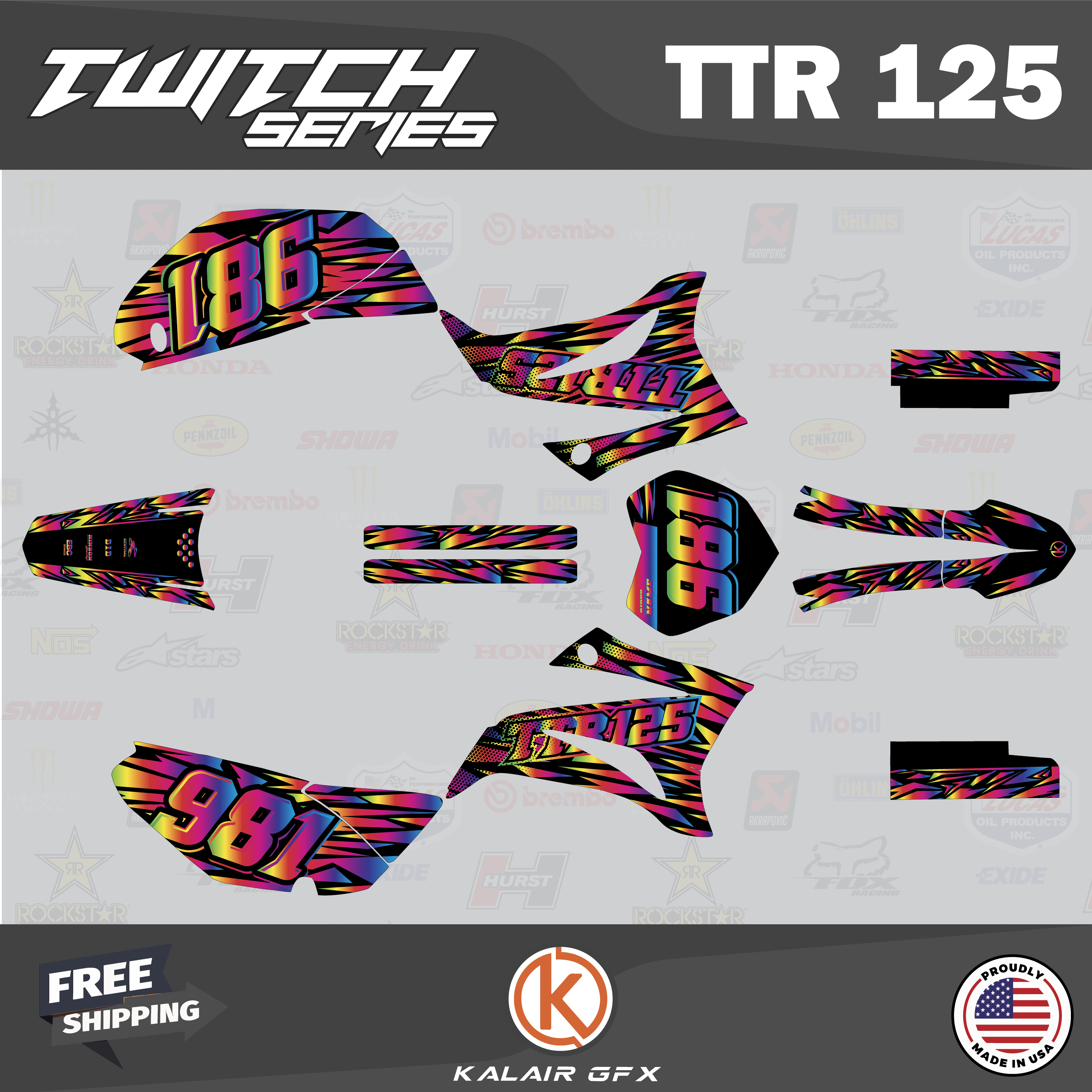 Kalair GFX Graphics Kit for Yamaha TTR125 (2008-2023) Twitch Series ...