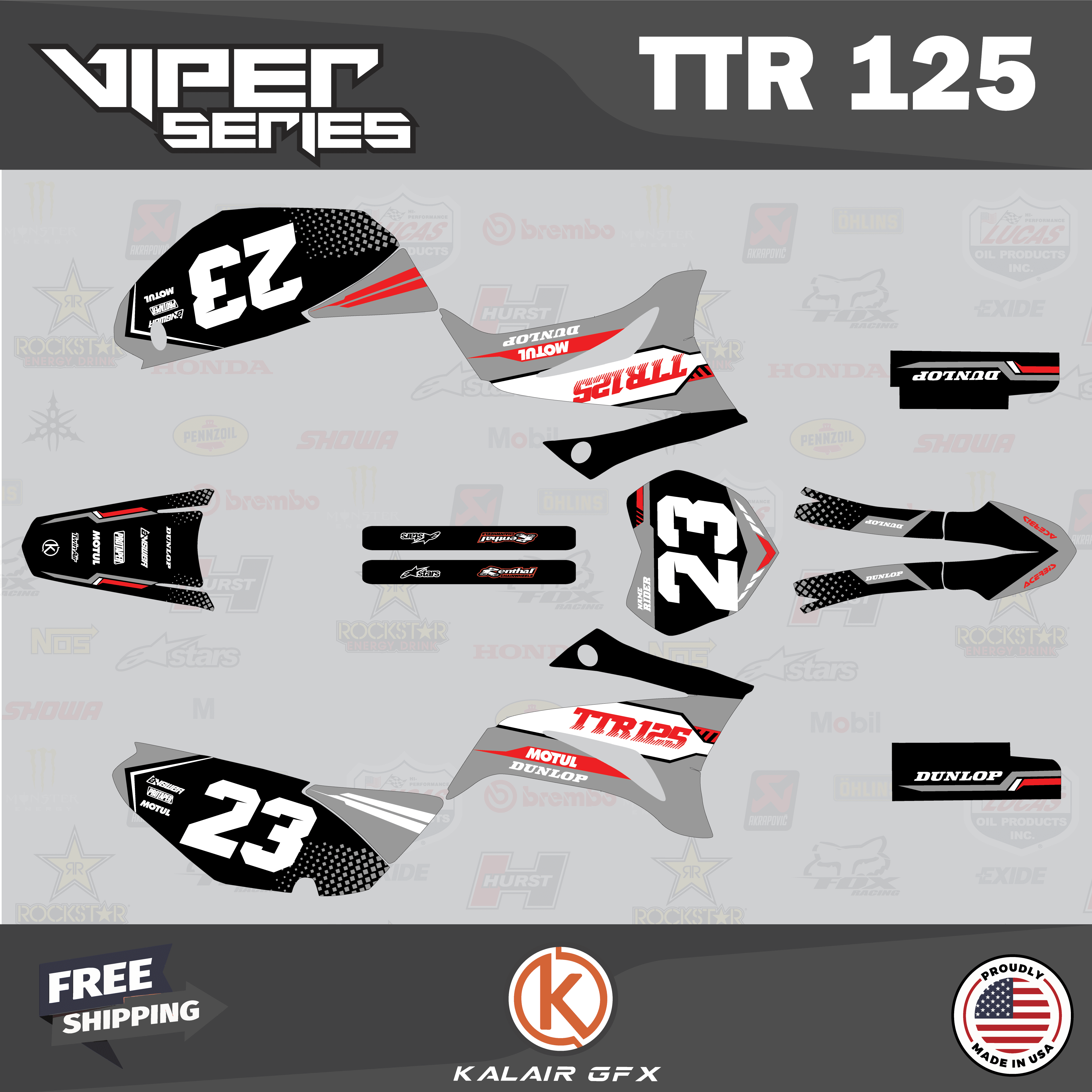 Kalair GFX Graphics Kit for Yamaha TTR125 (2008-2023) Viper Series ...
