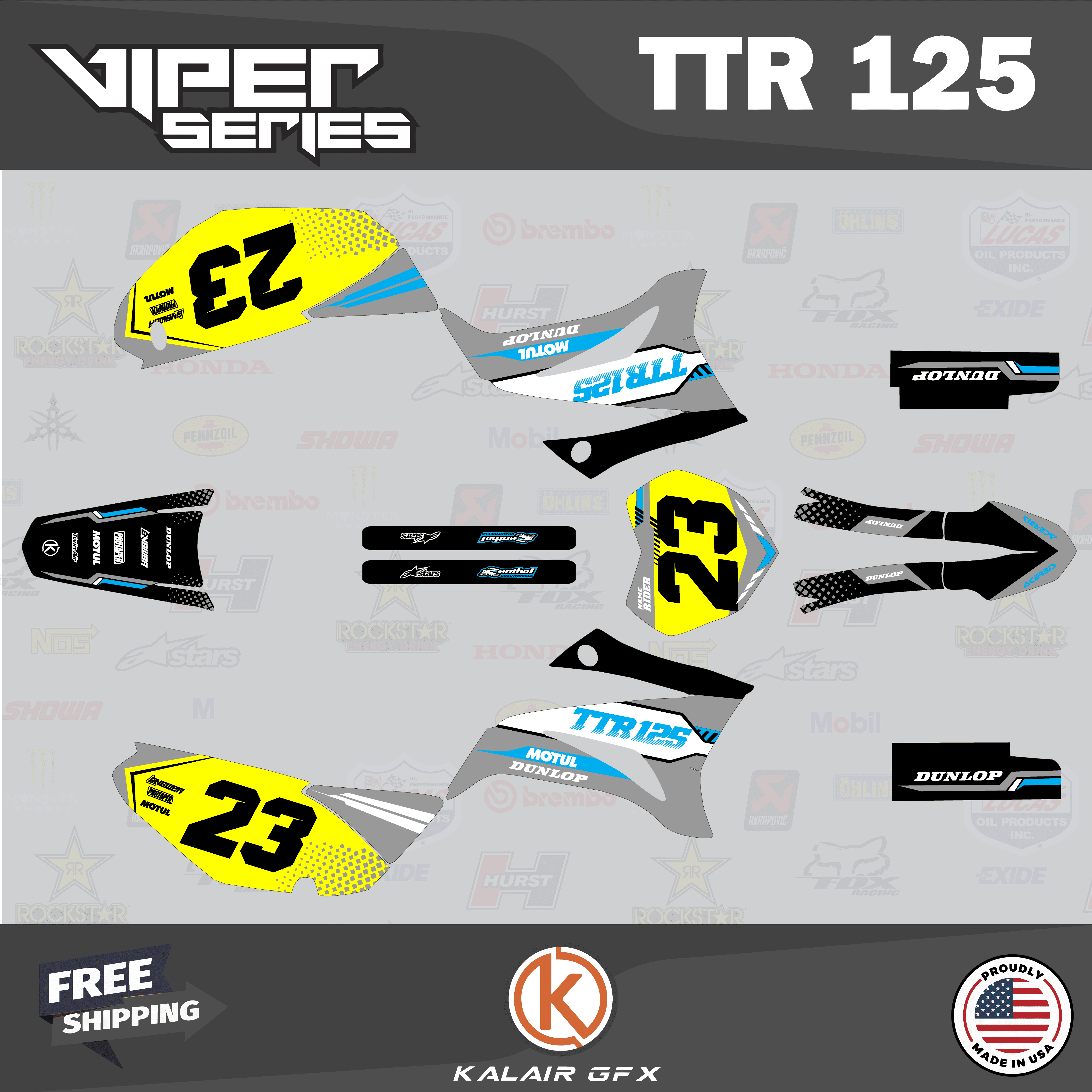 Kalair GFX Graphics Kit for Yamaha TTR125 (2008-2023) Viper Series ...