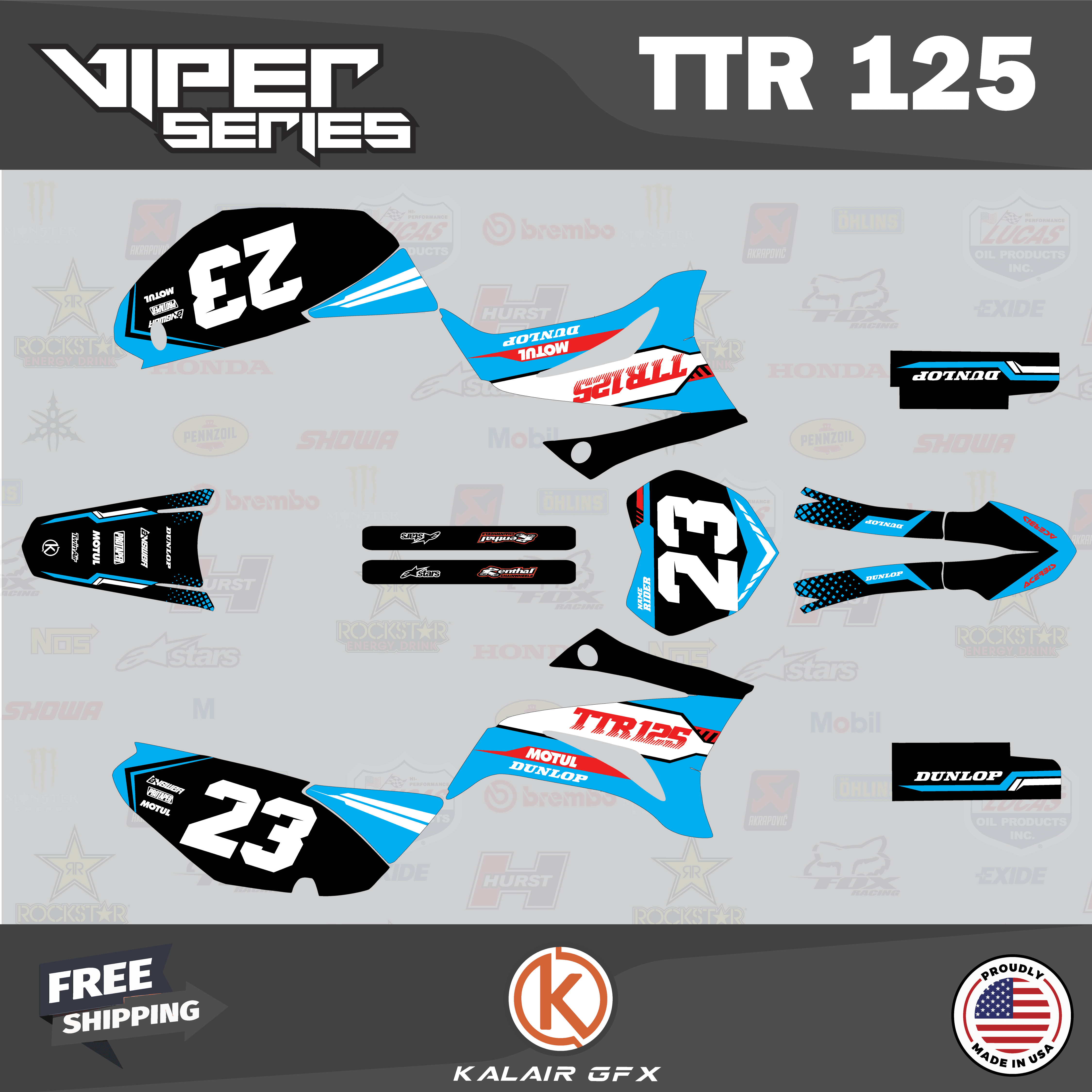 Kalair GFX Graphics Kit for Yamaha TTR125 (2008-2023) Viper Series ...