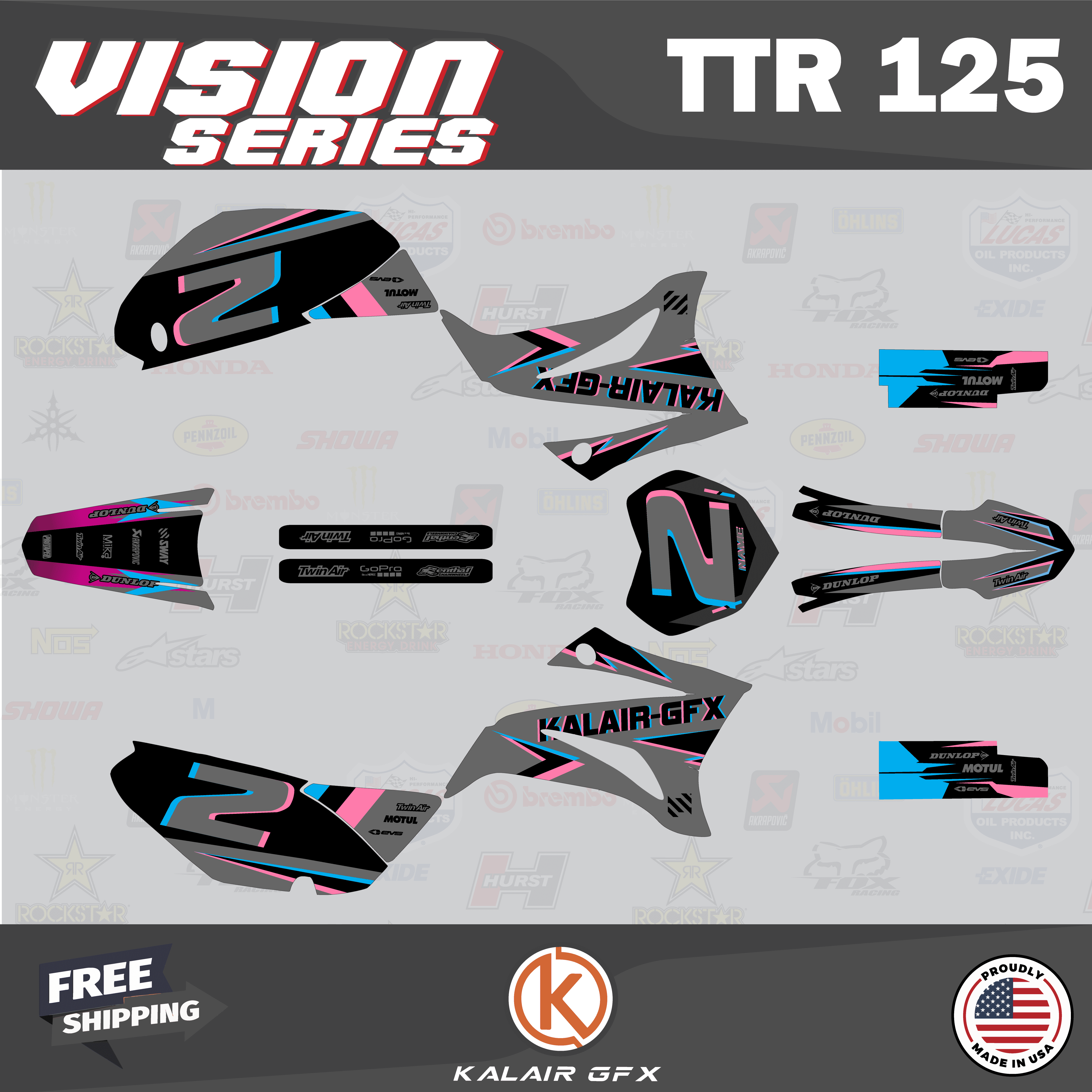 Kalair GFX Graphics Kit for Yamaha TTR125 (2008-2023) Vision Series ...