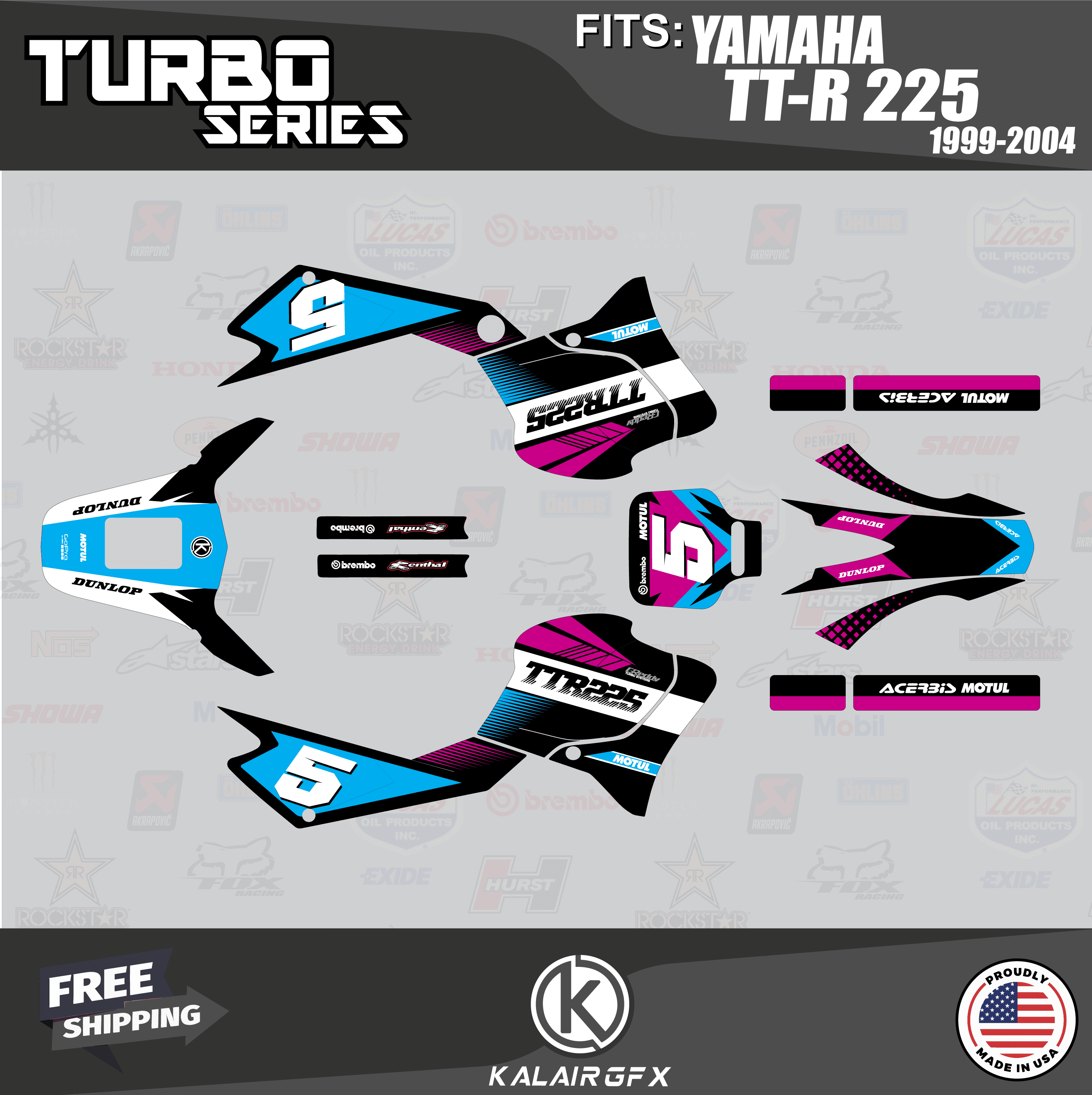 Kalair GFX Graphics Kit for Yamaha TTR225 (1999-2004) Turbo Series ...