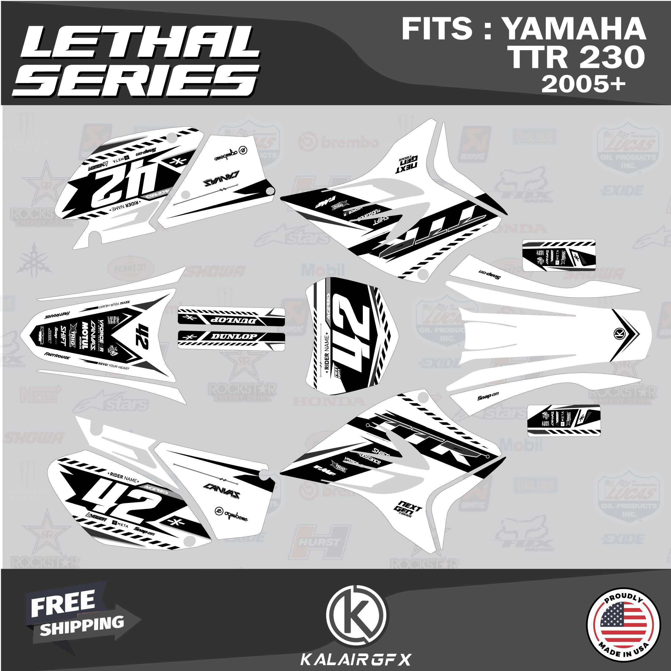 Kalair GFX Graphics Kit for Yamaha TTR230 (2008-2013) Lethal Series - Walmart.com