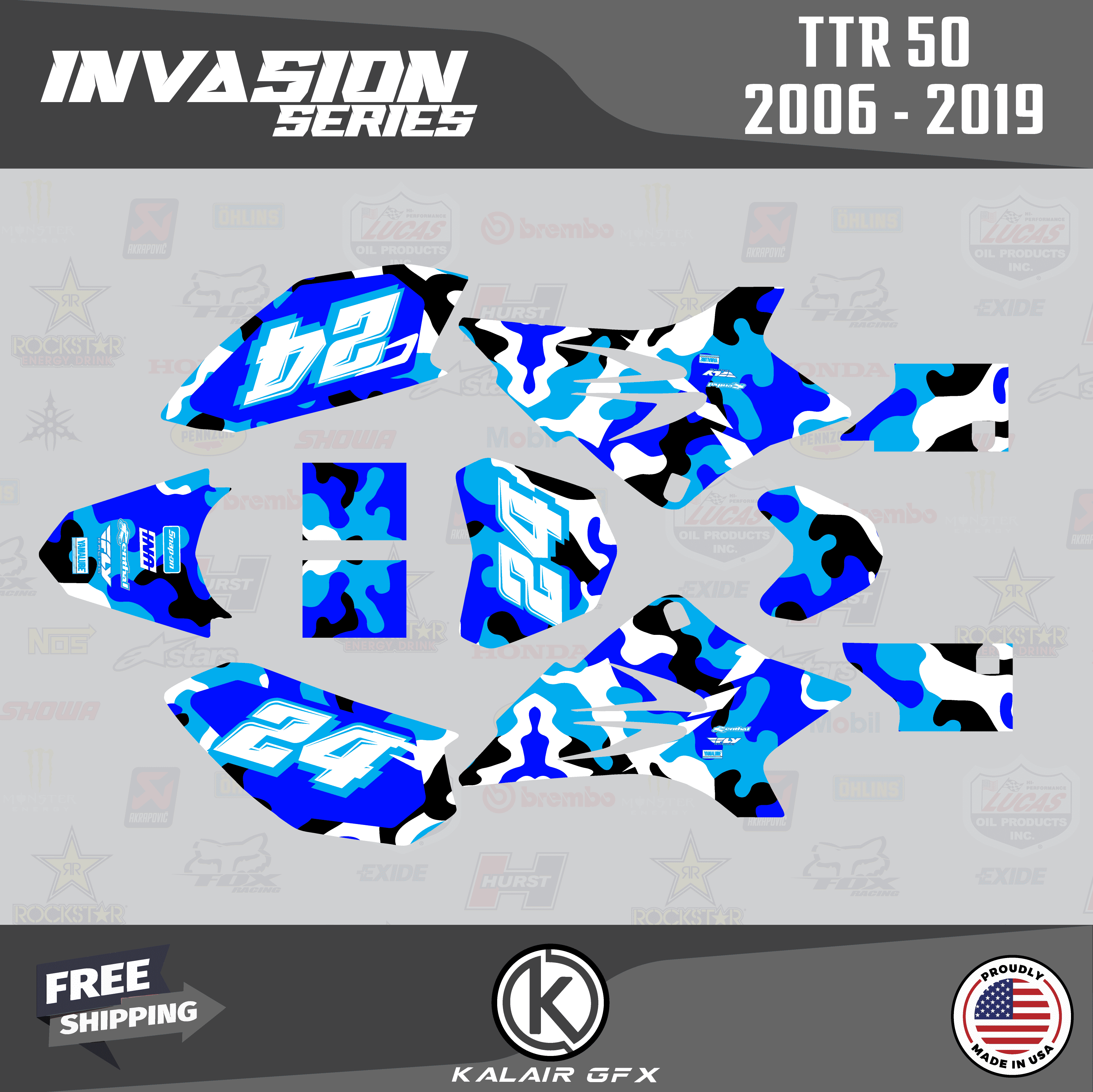 Kalair GFX Graphics Kit for Yamaha TTR50 (2006-2023) Invasion Series ...