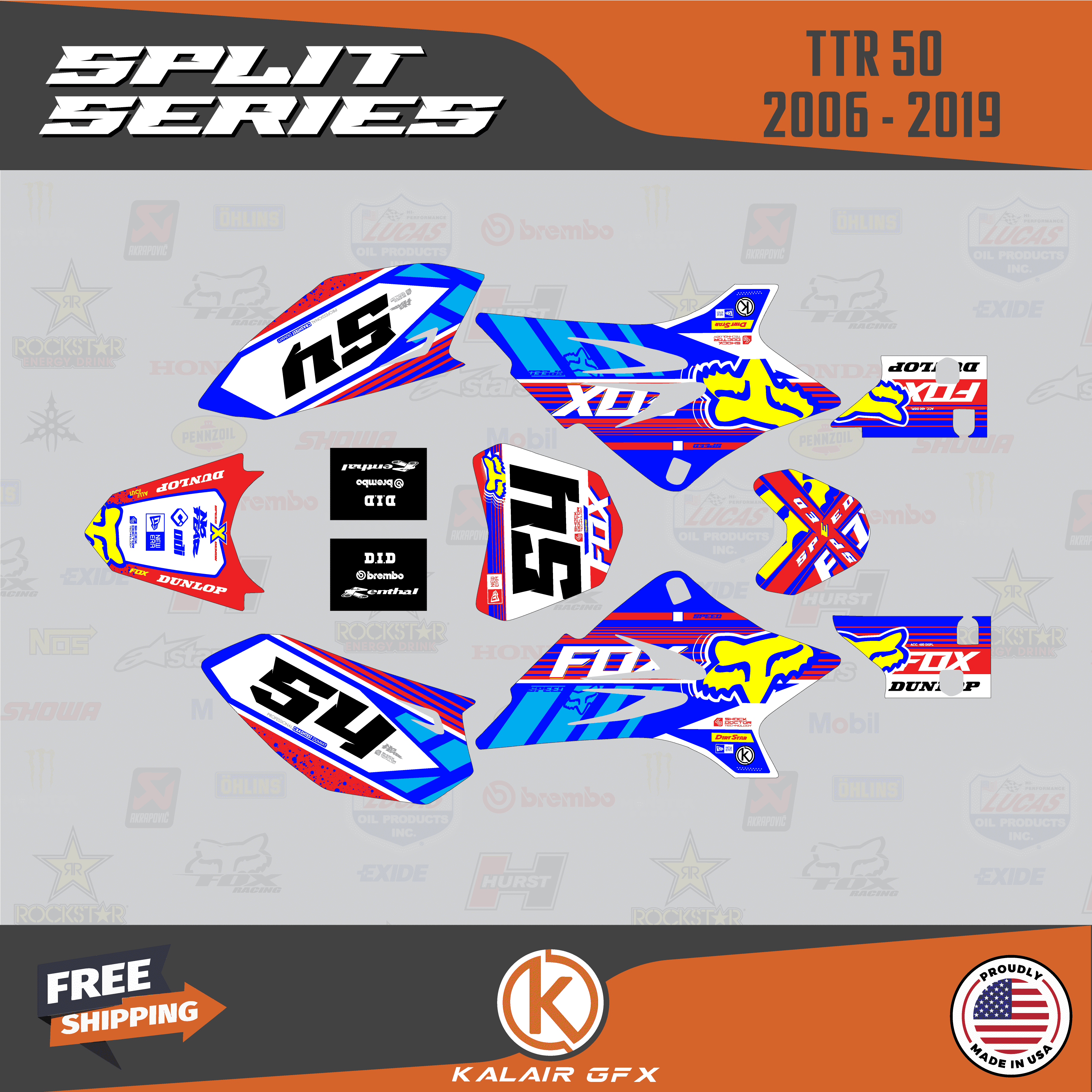 Kalair GFX Graphics Kit for Yamaha TTR50 (2006-2023) Split Series ...