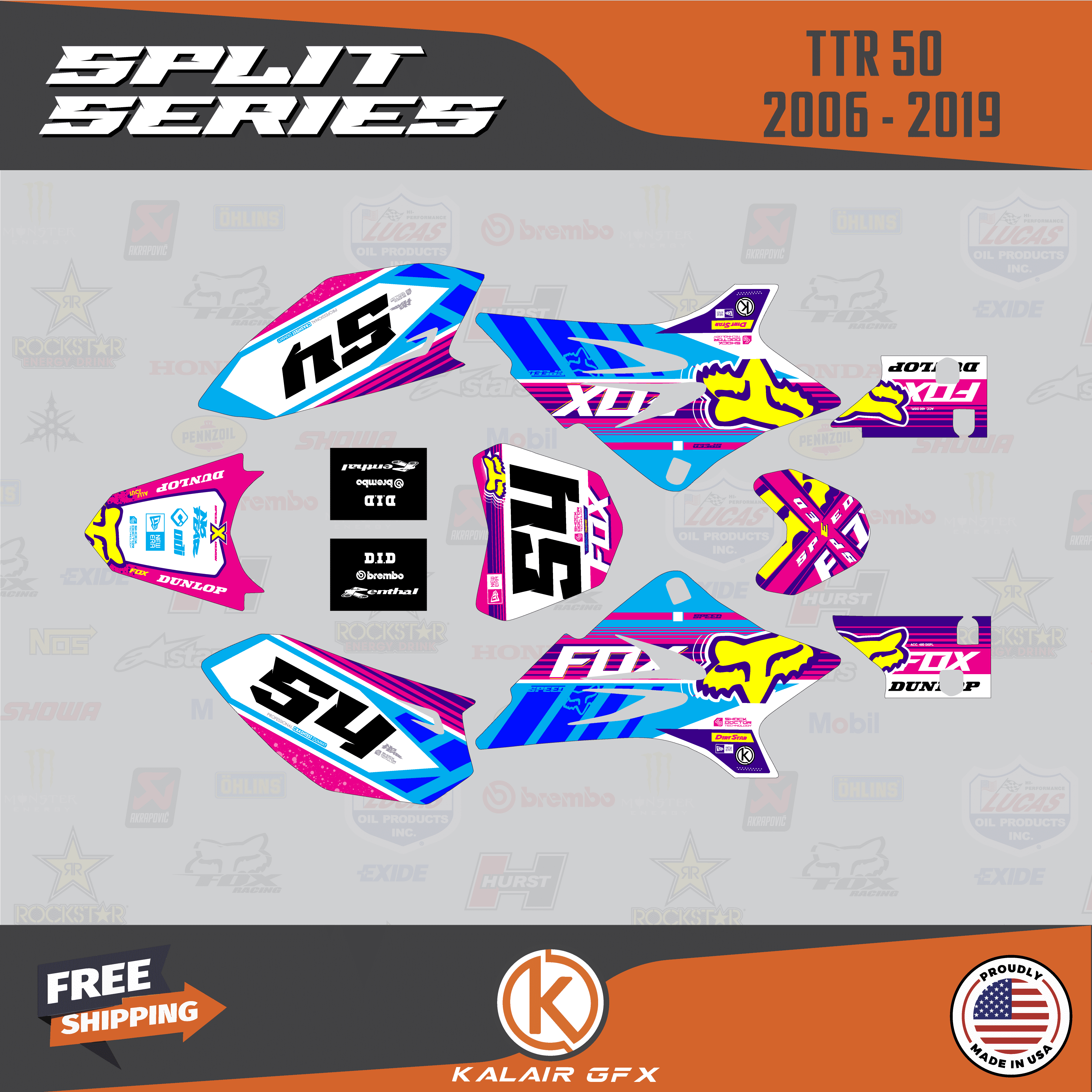 Kalair GFX Graphics Kit for Yamaha TTR50 (2006-2023) Split Series ...