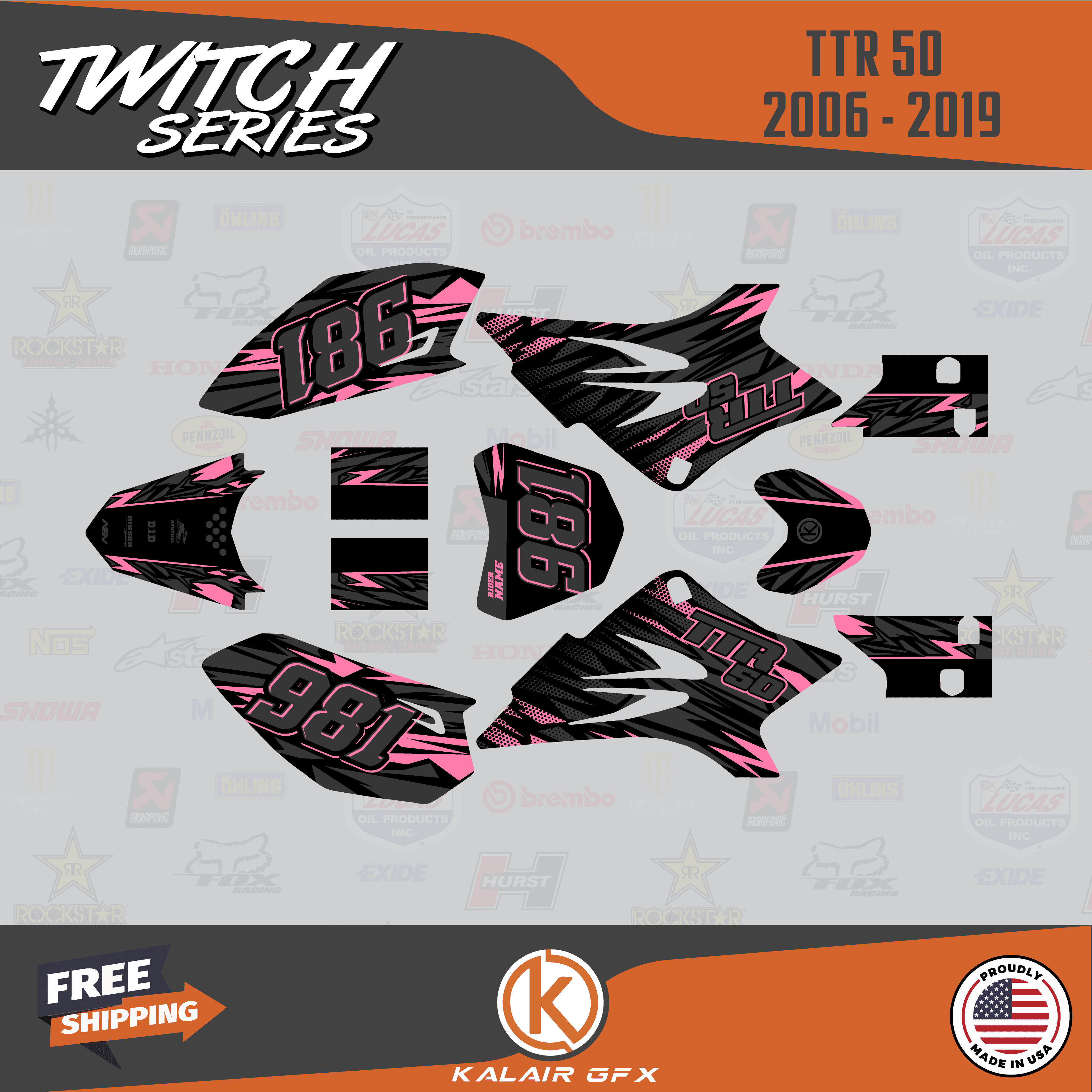 Kalair GFX Graphics Kit for Yamaha TTR50 (2006-2023) Twitch Series ...