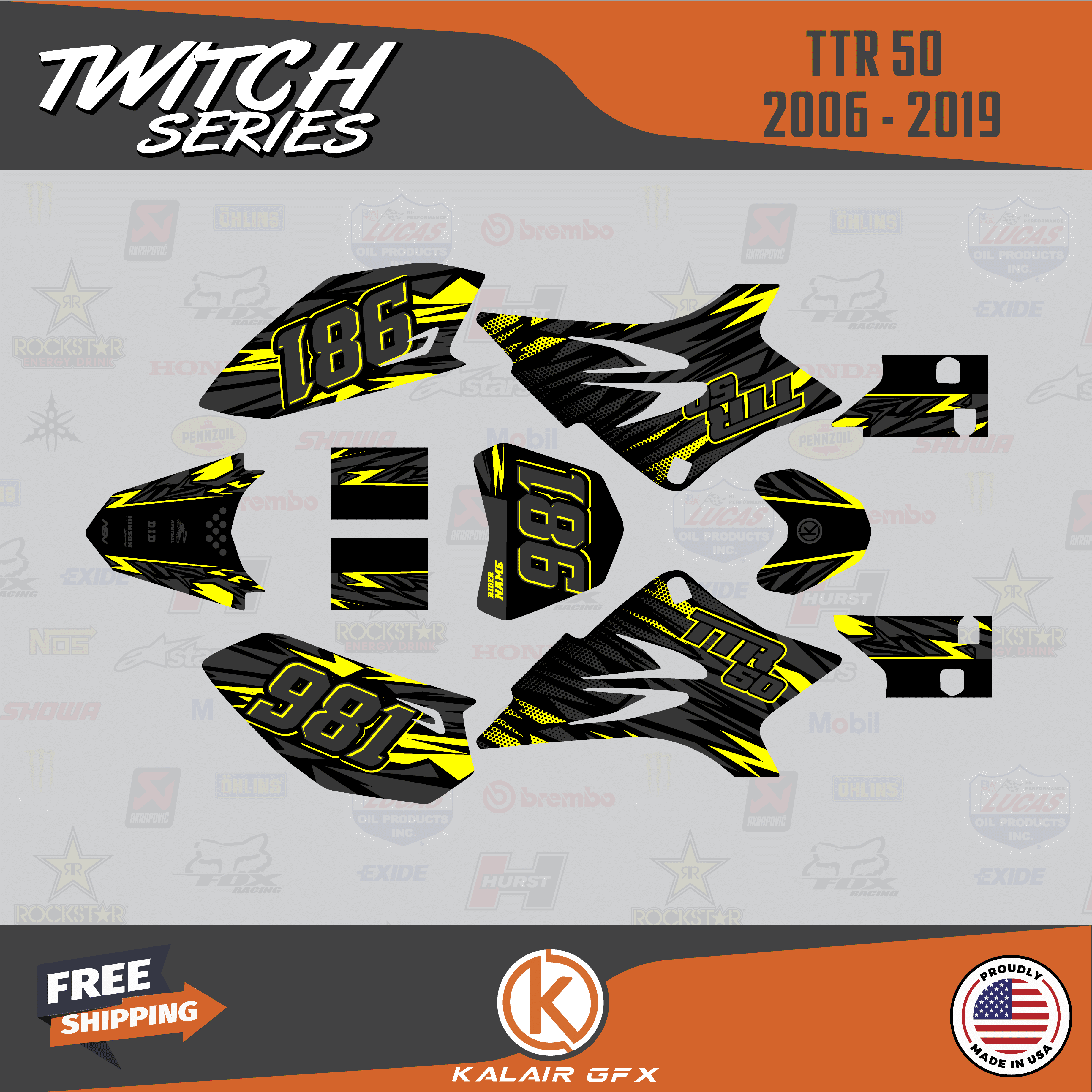 Kalair GFX Graphics Kit for Yamaha TTR50 (2006-2023) Twitch Series ...