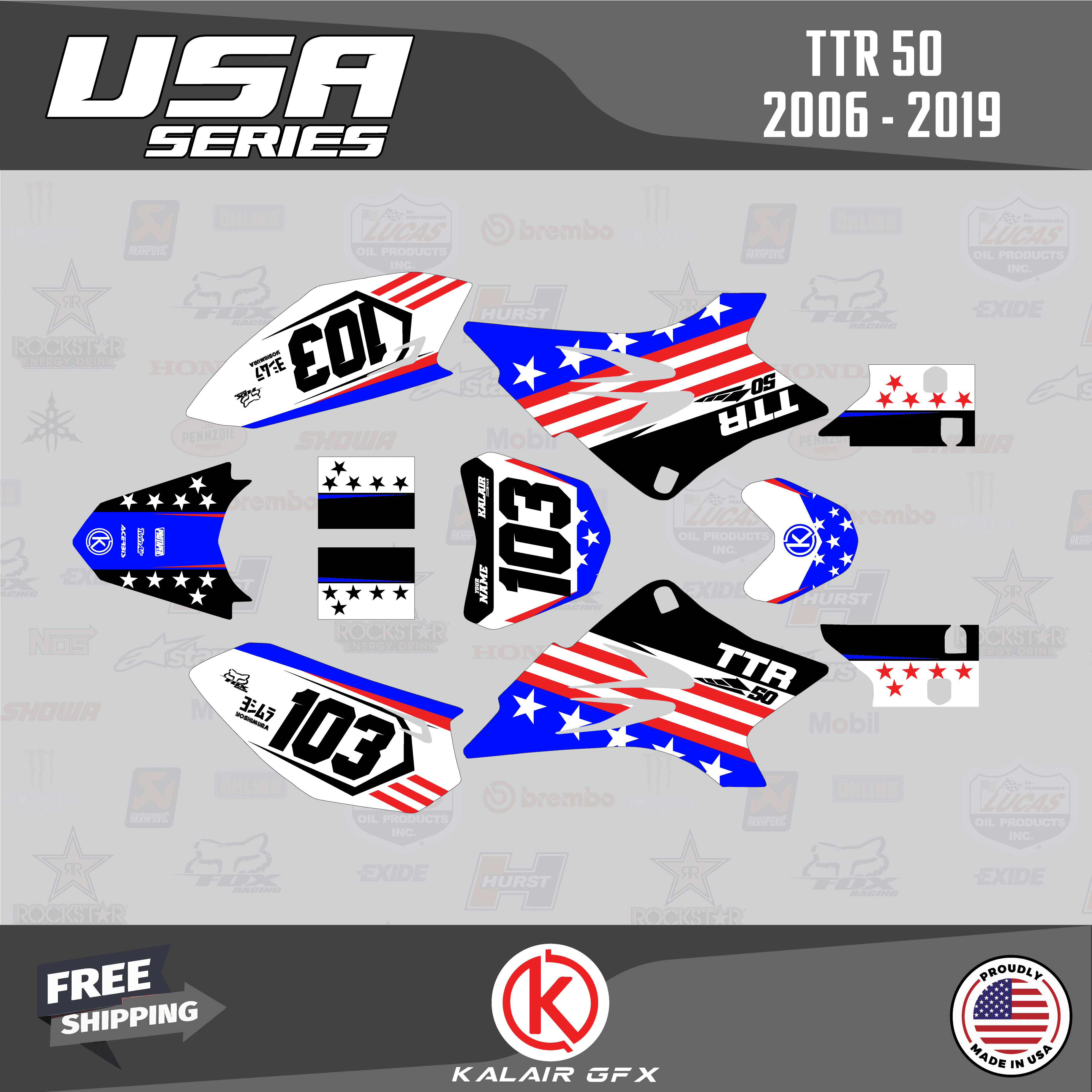 Kalair GFX Graphics Kit for Yamaha TTR50 (2006-2023) Usa Series ...
