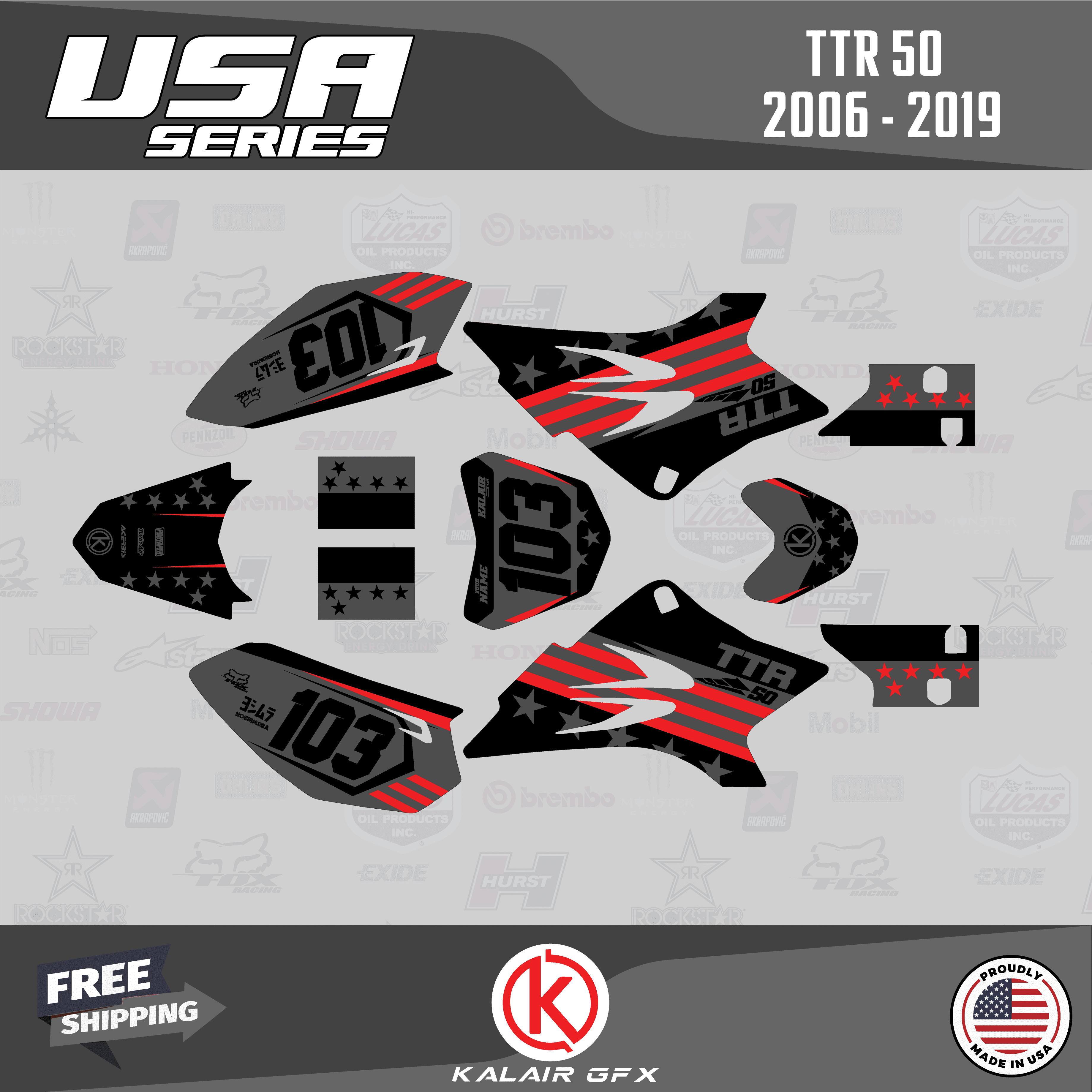 Kalair GFX Graphics Kit for Yamaha TTR50 (2006-2023) Usa Series ...