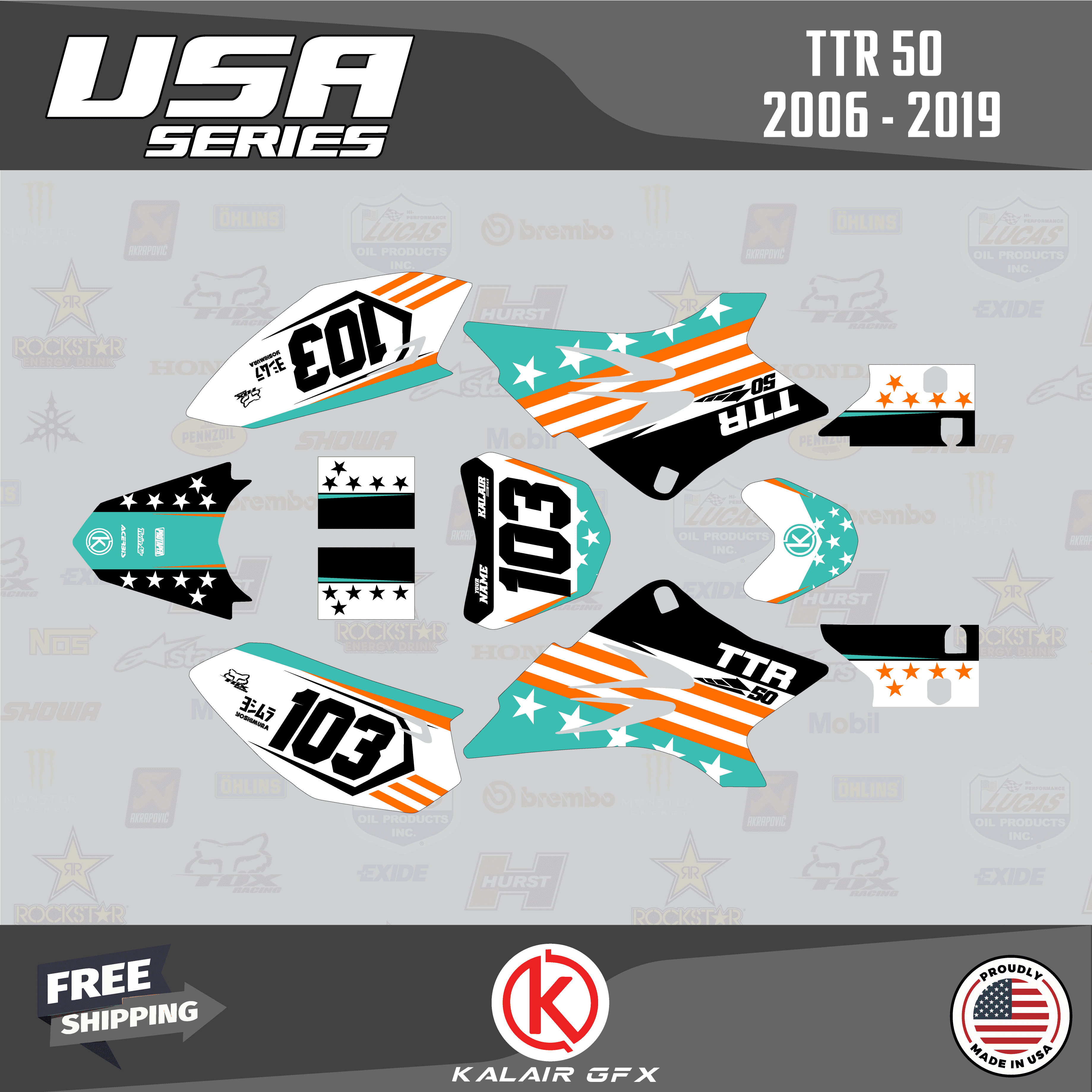 Kalair GFX Graphics Kit for Yamaha TTR50 (2006-2023) Usa Series ...